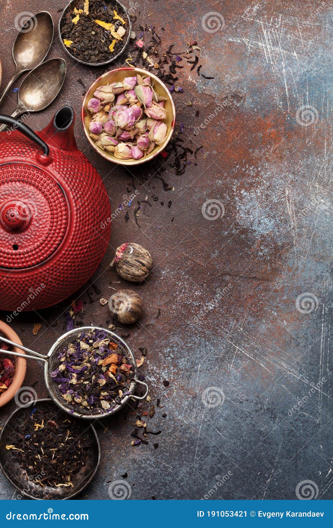 Set of Herbal and Fruit Dry Teas Stock Image - Image of bowl, heap ...