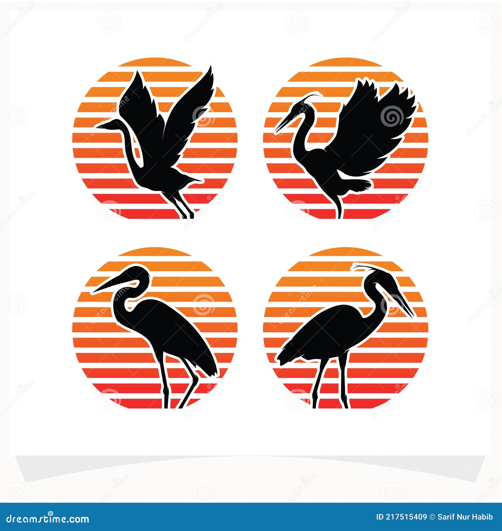 Set of Heron Logo Design Templates Stock Vector - Illustration of ...