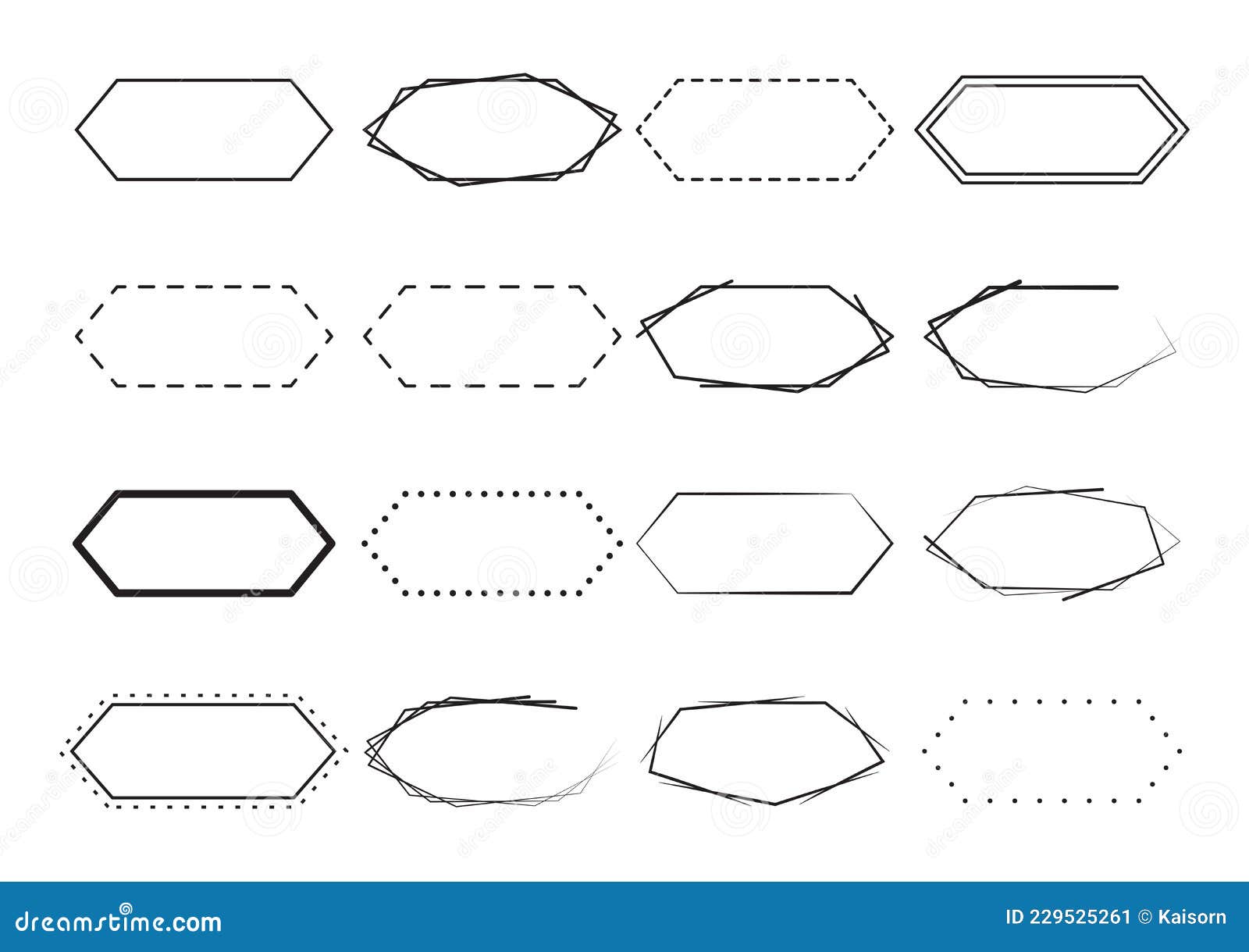 Hexagon Border Set And Design Elements. Vector Illustration ...