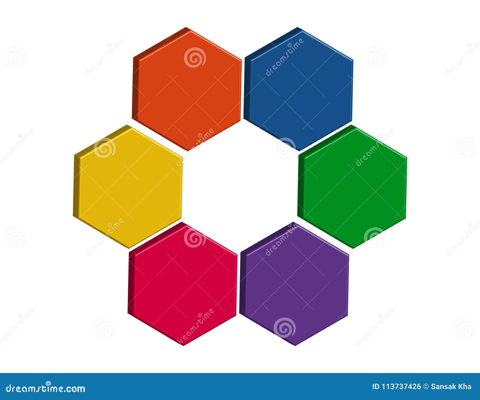 Set of Hexagon 3d,3d stock illustration. Illustration of brush - 113737426