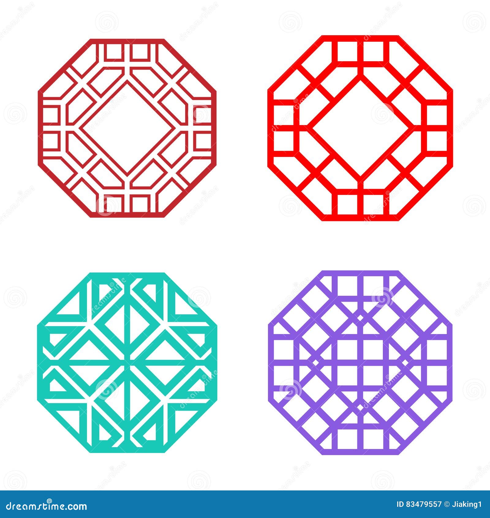 Set Of Hexagon Korean Pattern Window Frame Stock Vector Illustration Of Hexagon Monochrome