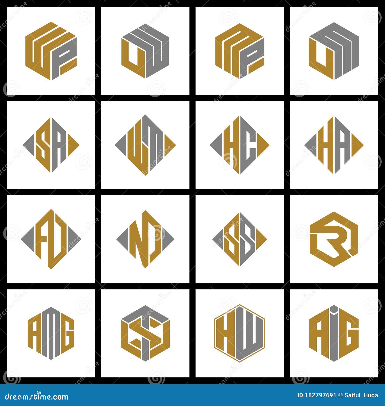 Set of Hexagon Simple Logo Icon Design Vector. Stock Vector ...