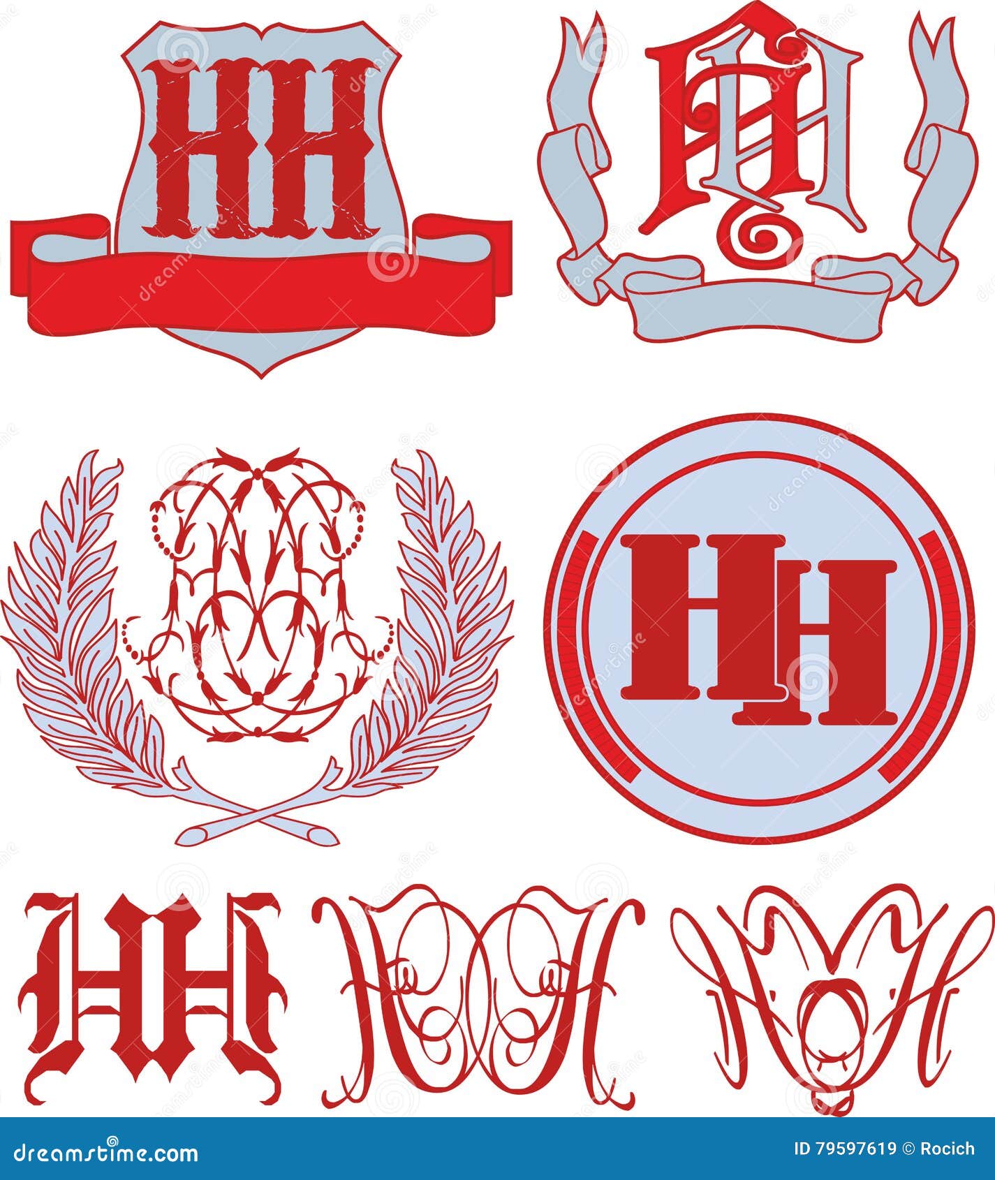 Set of HH Monograms and Emblem Templates Stock Vector - Illustration of ...