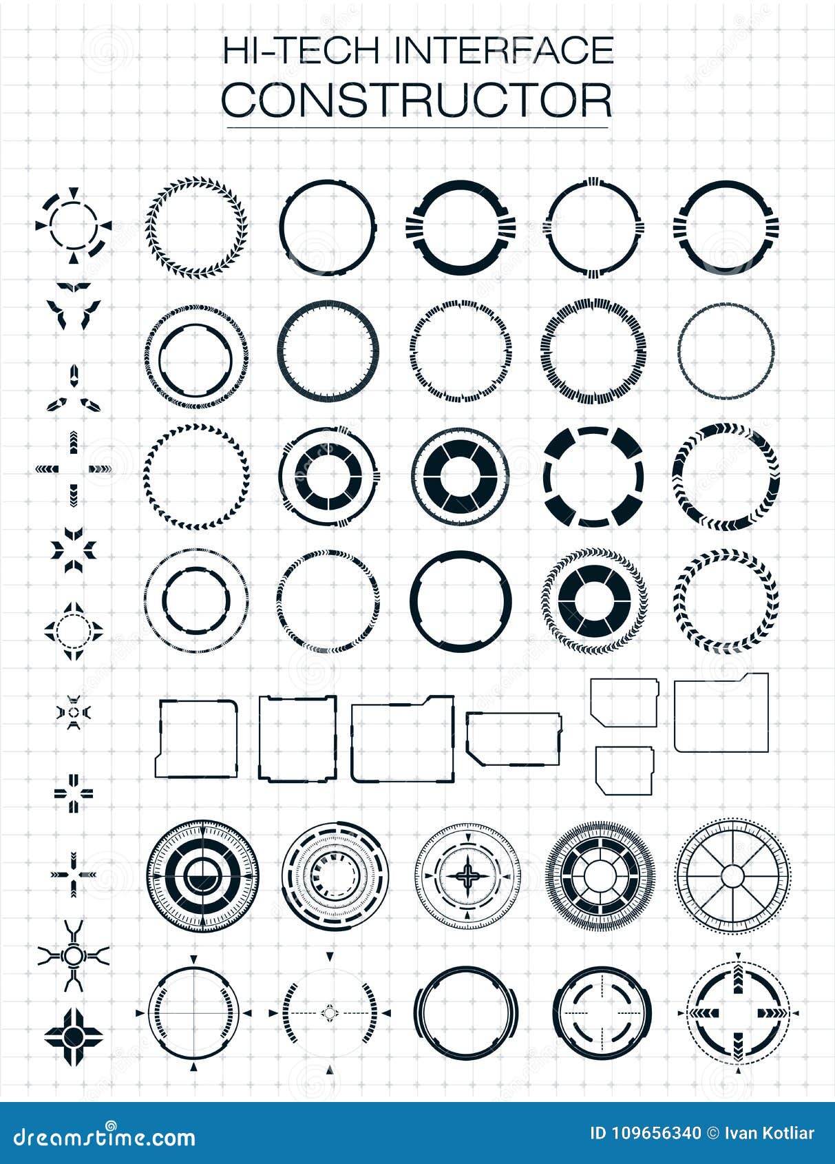 Set of Hi-tech Interface Elements on Light Background. Design Elements for Hud, User Interface ...