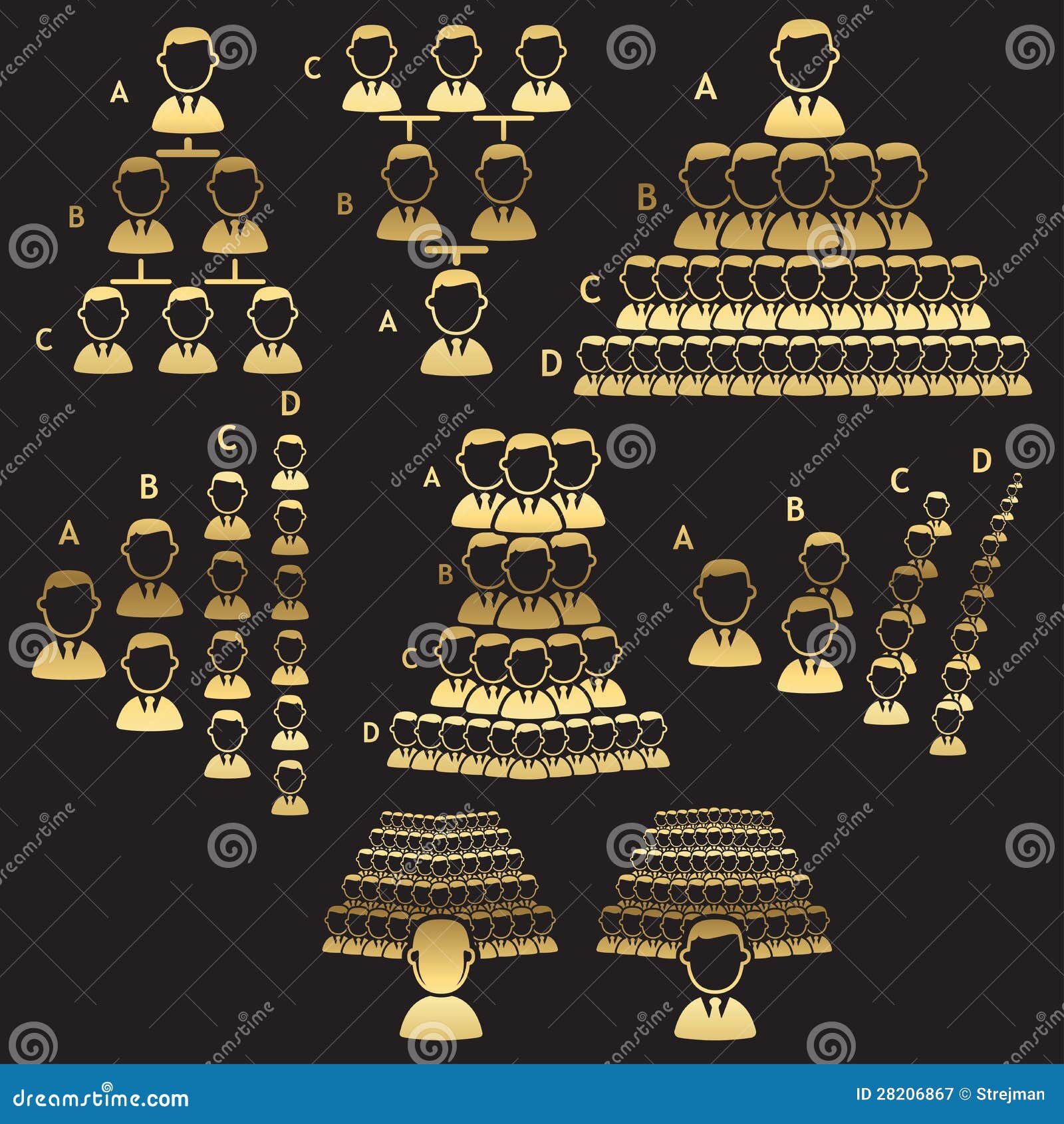 Set Of Hierarchy Icons In Modern Thin Line Style. Royalty-Free Stock ...