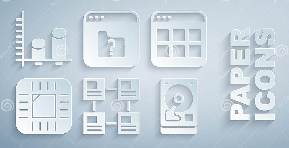 Set Hierarchy Organogram Chart Browser Files Processor With Cpu Hard Disk Drive Hdd File