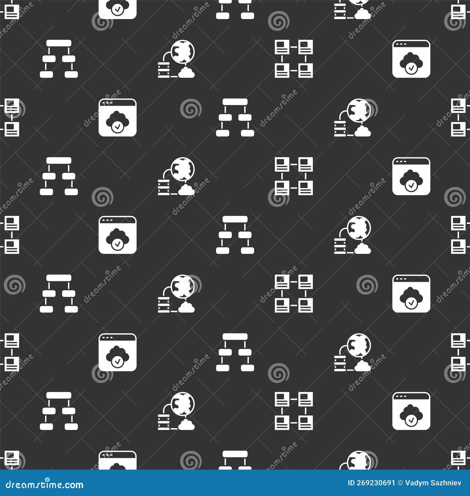 Set Hierarchy Organogram Chart, Cloud Technology Data Transfer, and Network Cloud Connection on ...