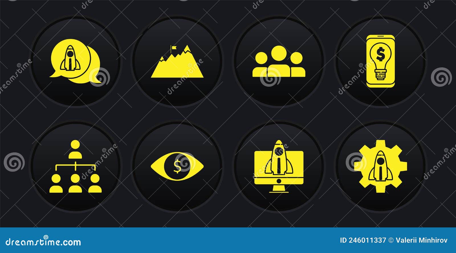 Set Hierarchy Organogram Chart, Light Bulb with Dollar on Mobile, Eye ... Set Hierarchy Organogram Chart, Light Bulb with Dollar on Mobile, Eye ...