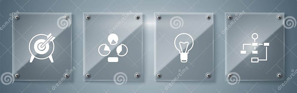 Set Hierarchy Organogram Chart, Light Bulb, Pie Infographic and Target ... Set Hierarchy Organogram Chart, Light Bulb, Pie Infographic and Target ...