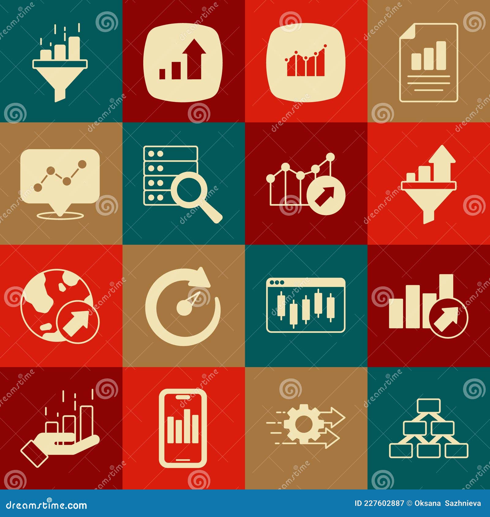 Set Hierarchy Organogram, Financial Growth, Sales Funnel with Chart ...