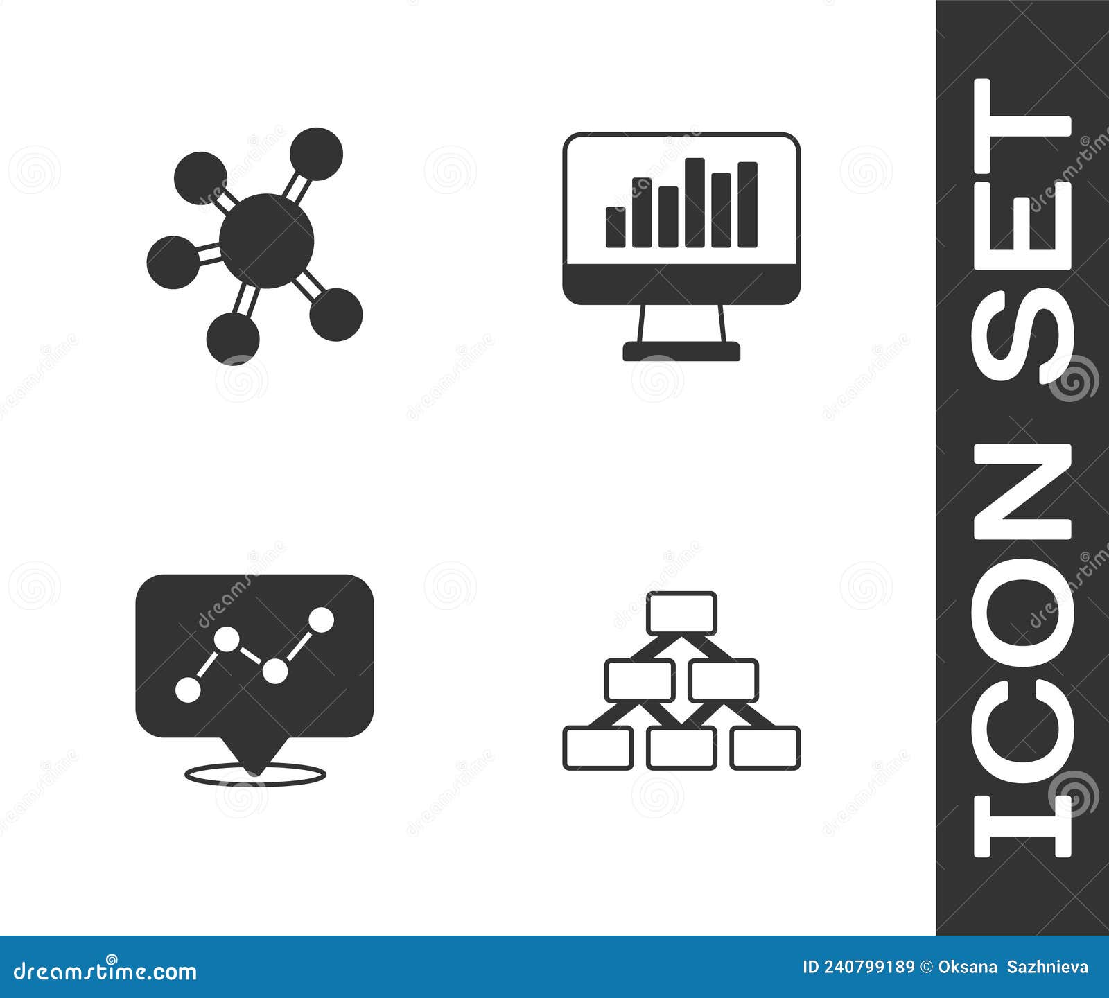 Set Hierarchy Organogram, Project Team Base, Graph Chart Infographic ...