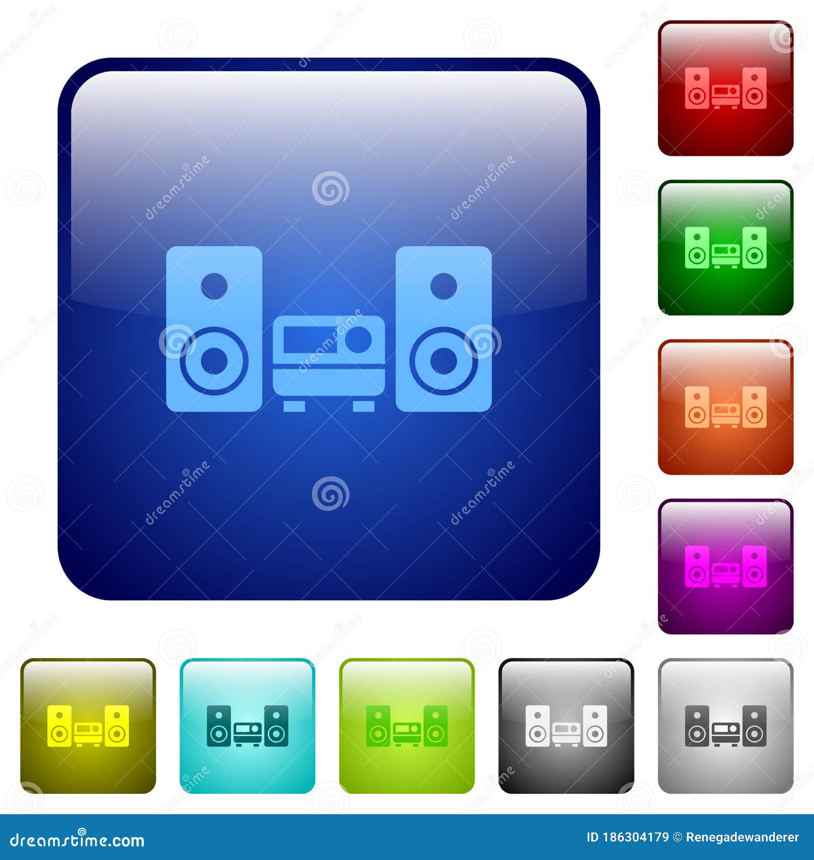 Color hifi square buttons stock illustration. Illustration of boombox ...