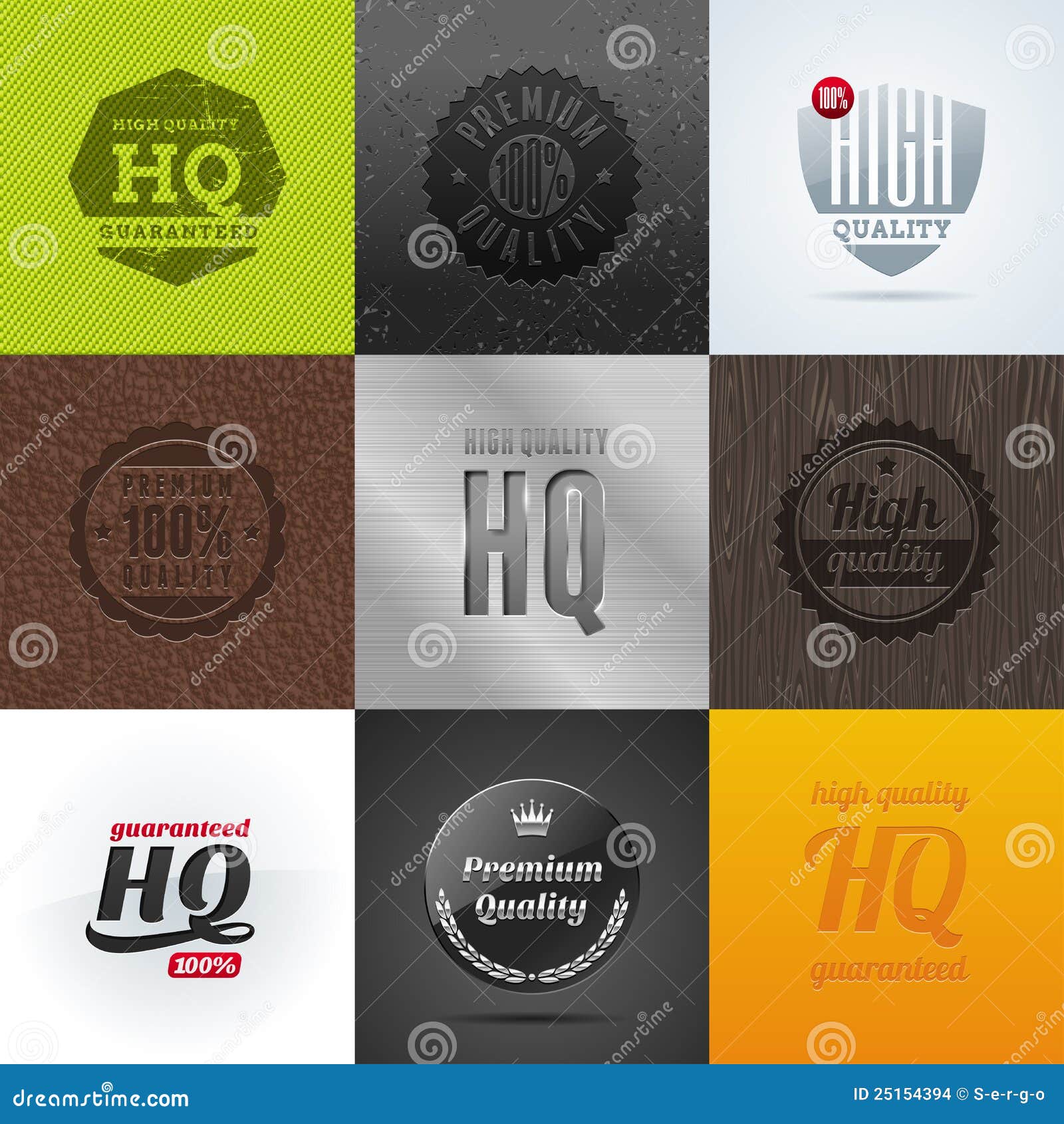 Set of High Quality Emblems and Signs Stock Vector - Illustration of ...