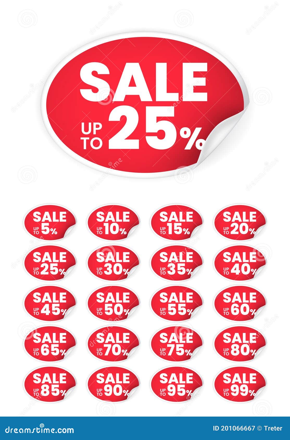 Set of High Quality Realistic Red Labels on White Background Stock ...