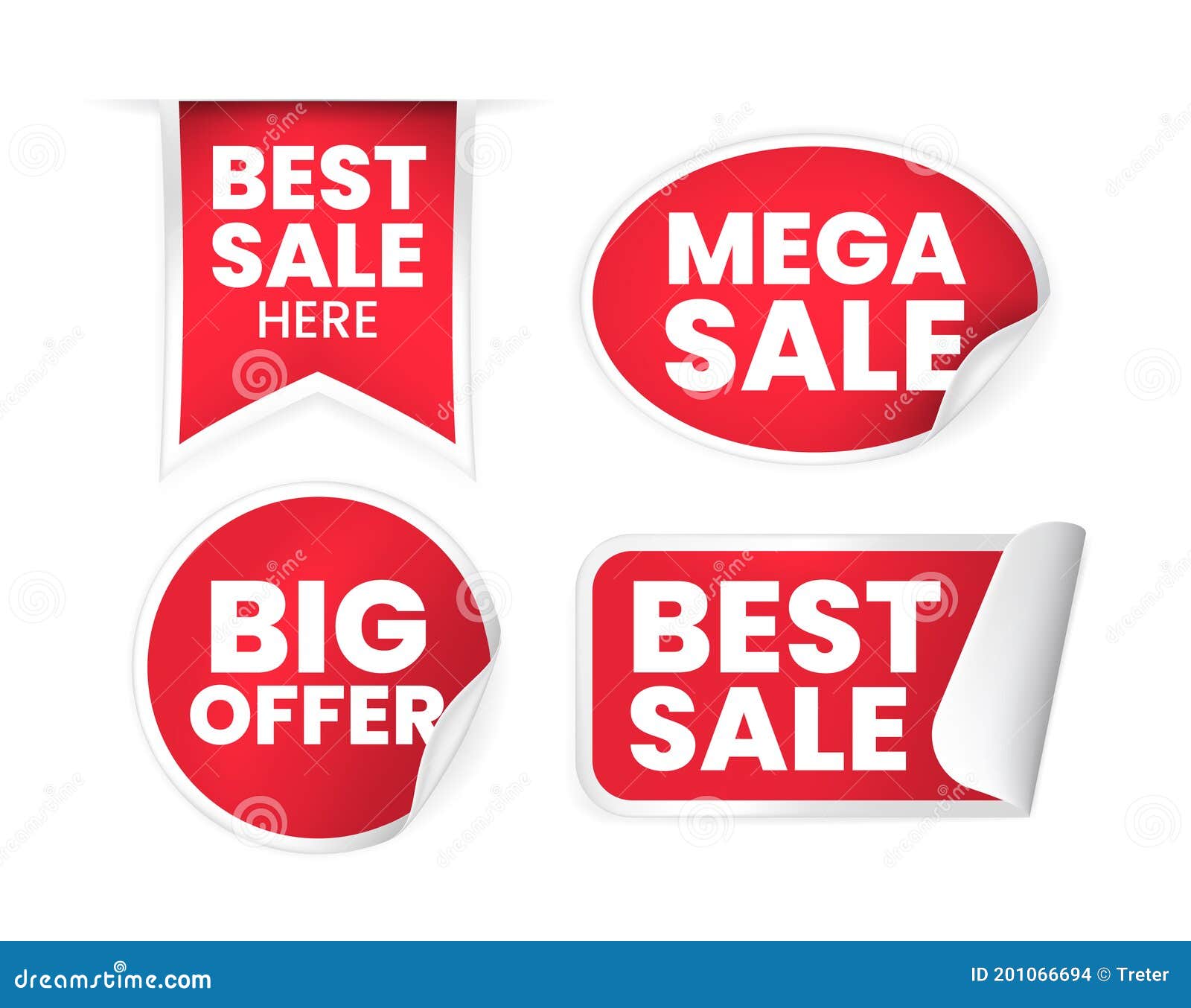Set of High Quality Realistic Red Labels on White Background Stock ...
