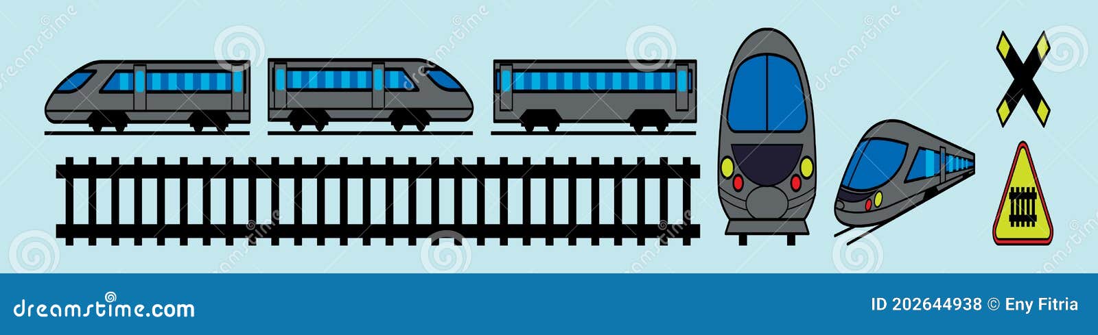 Set of High-speed Train Cartoon Icon Design Template with Various ...