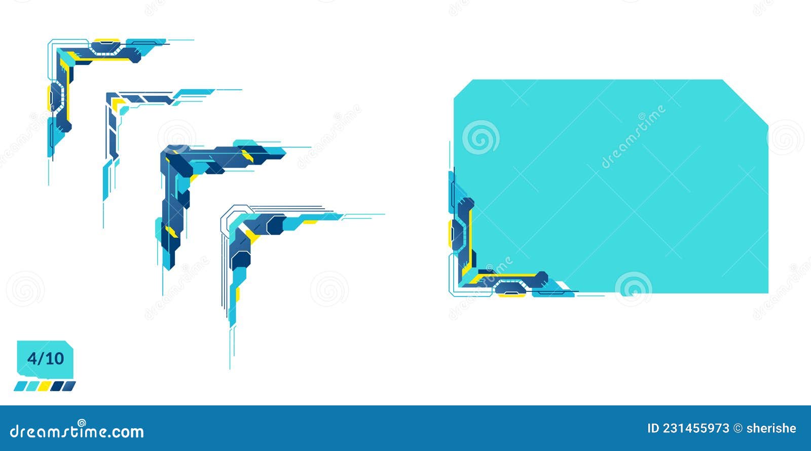 Set of High-tech Corners for Decoration, Window Interface Design Stock ...