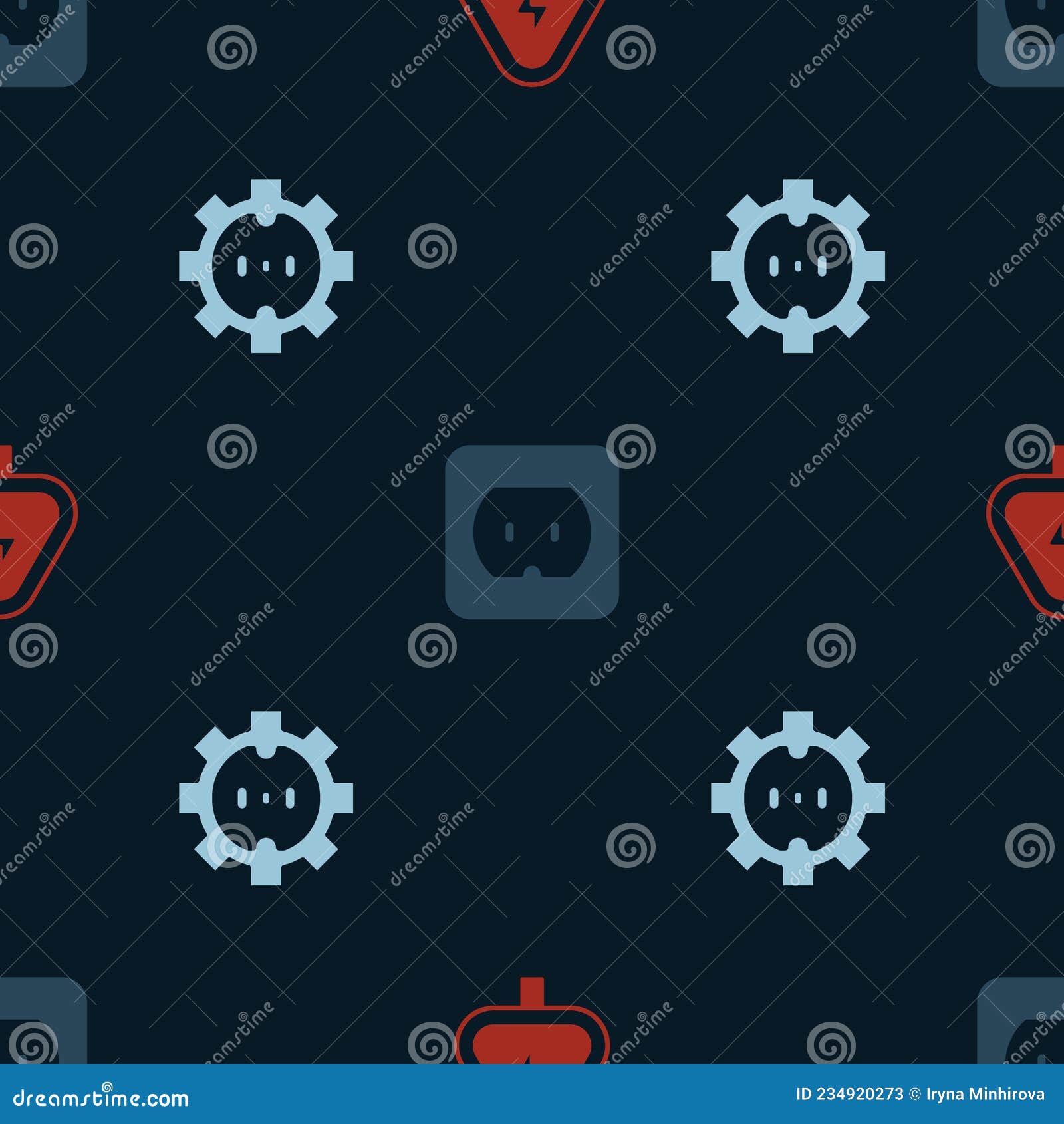 Set High Voltage, Electrical Outlet and on Seamless Pattern. Vector ...