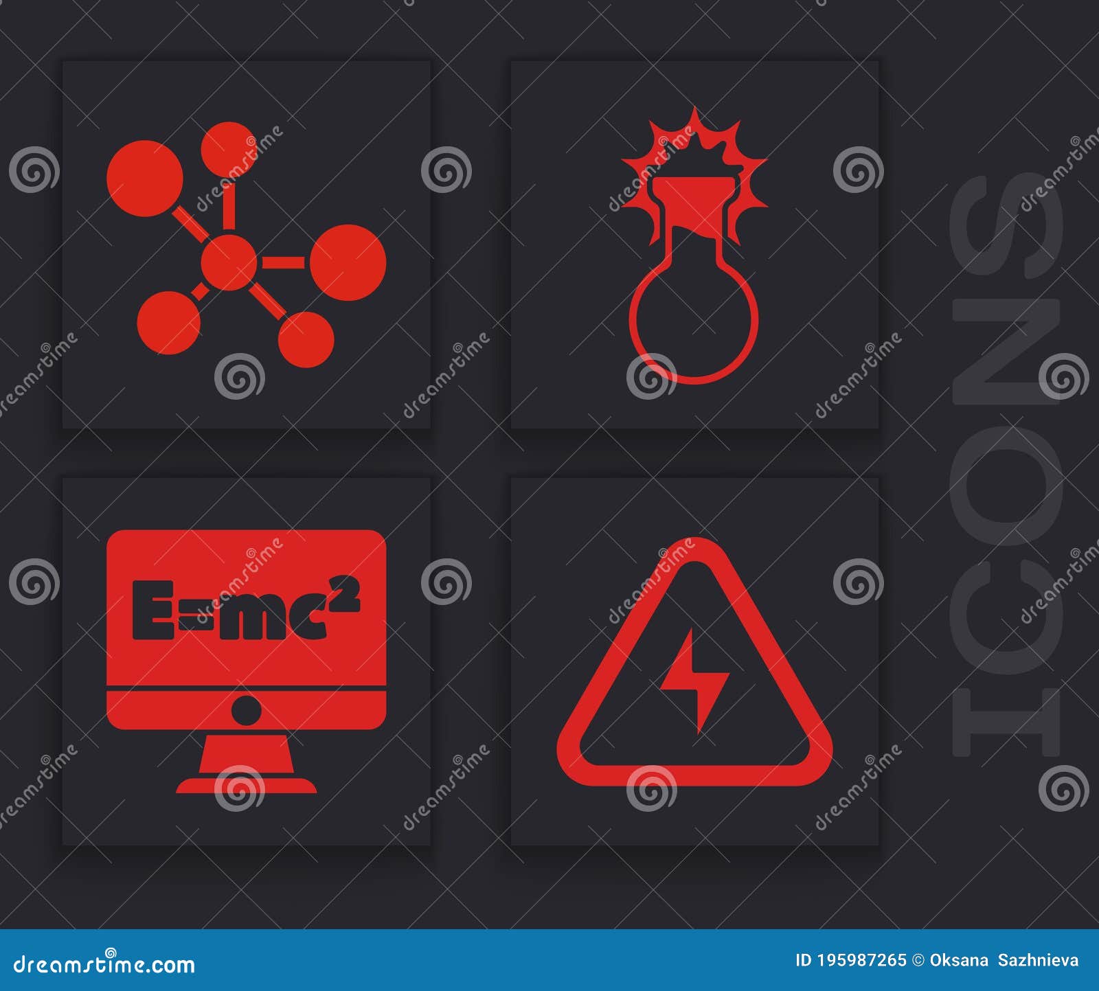Set High Voltage, Molecule, Test Tube and Flask and Equation Solution ...