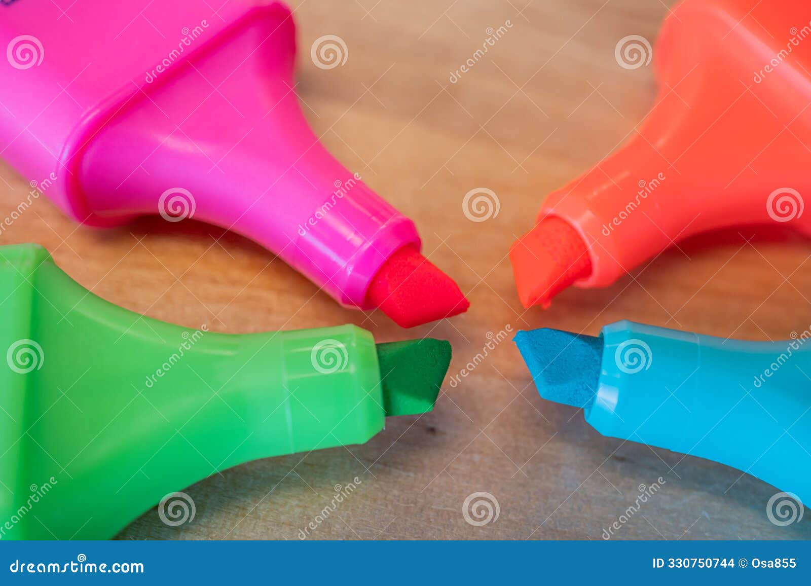 Set of Highlighter Marker Tips on Office Table Stock Photo - Image of ...