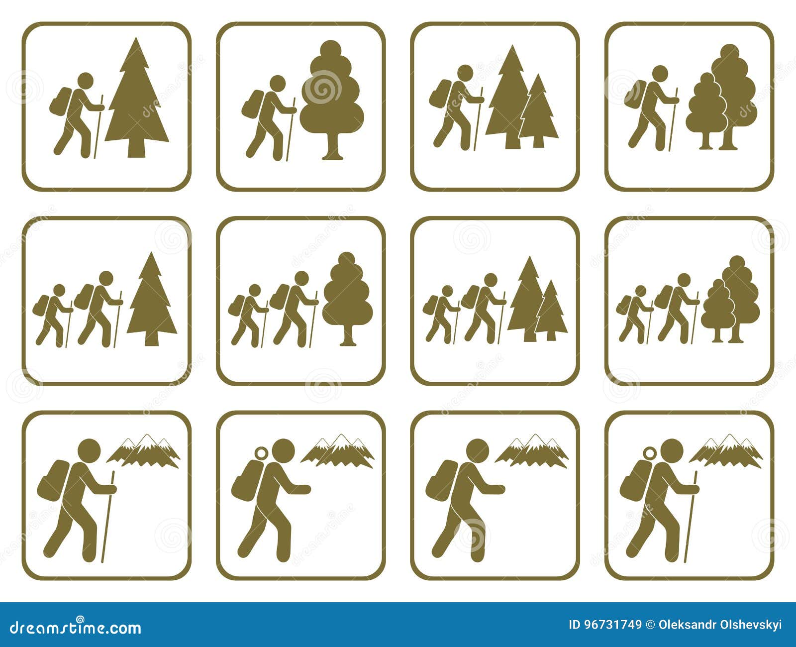 Set of Hiking Icon Illustration Isolated Vector Stock Vector ...