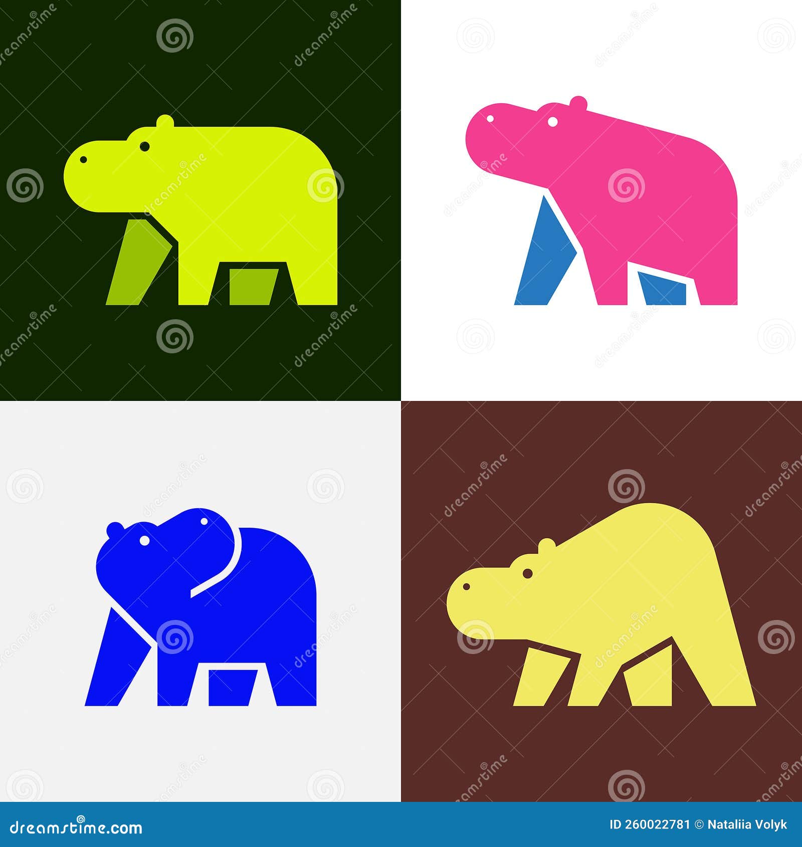 Set of Hippo, Hippo Logo stock vector. Illustration of african - 260022781
