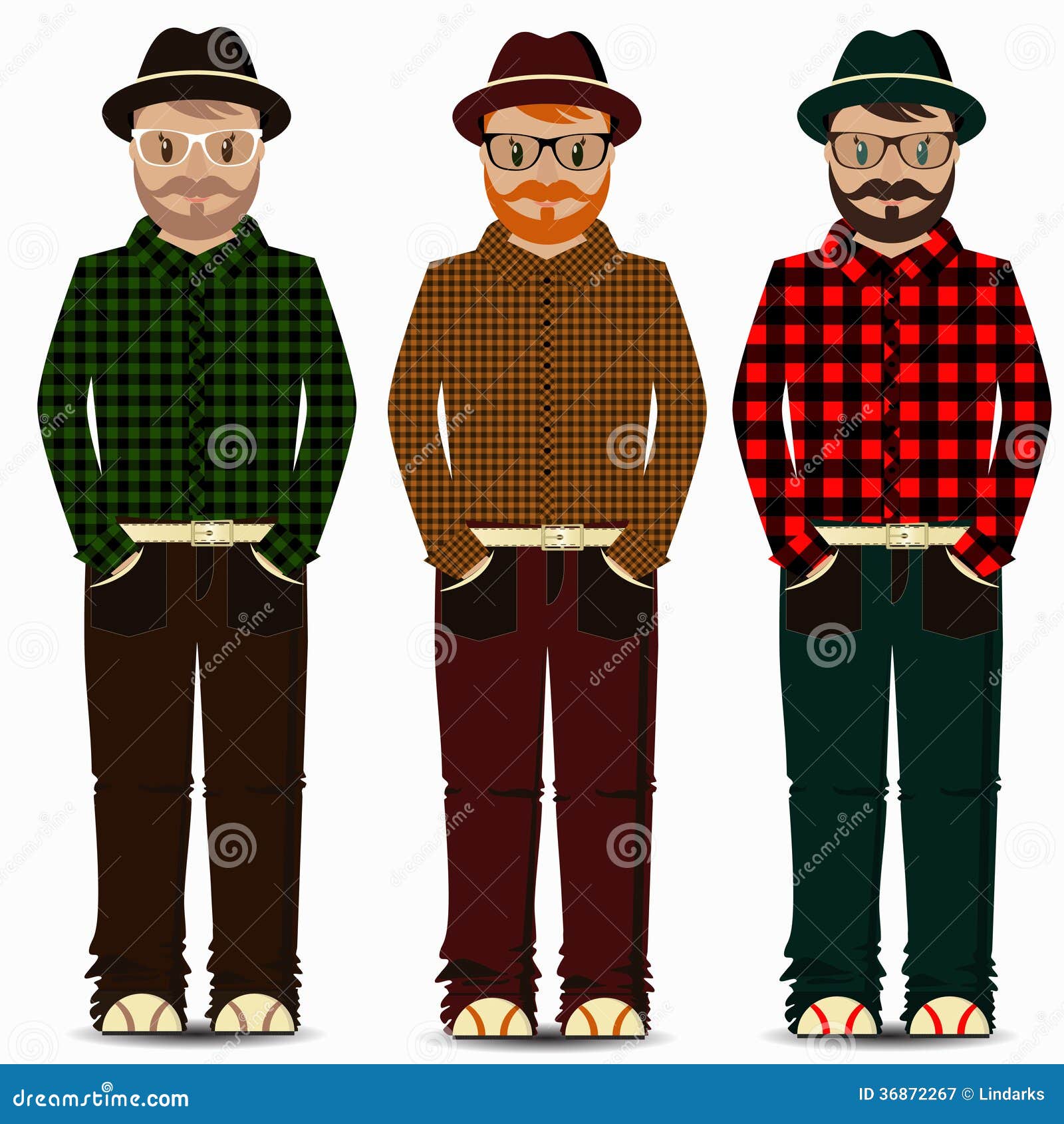 Set of Hipster Characters Isolated on White Stock Vector - Illustration ...