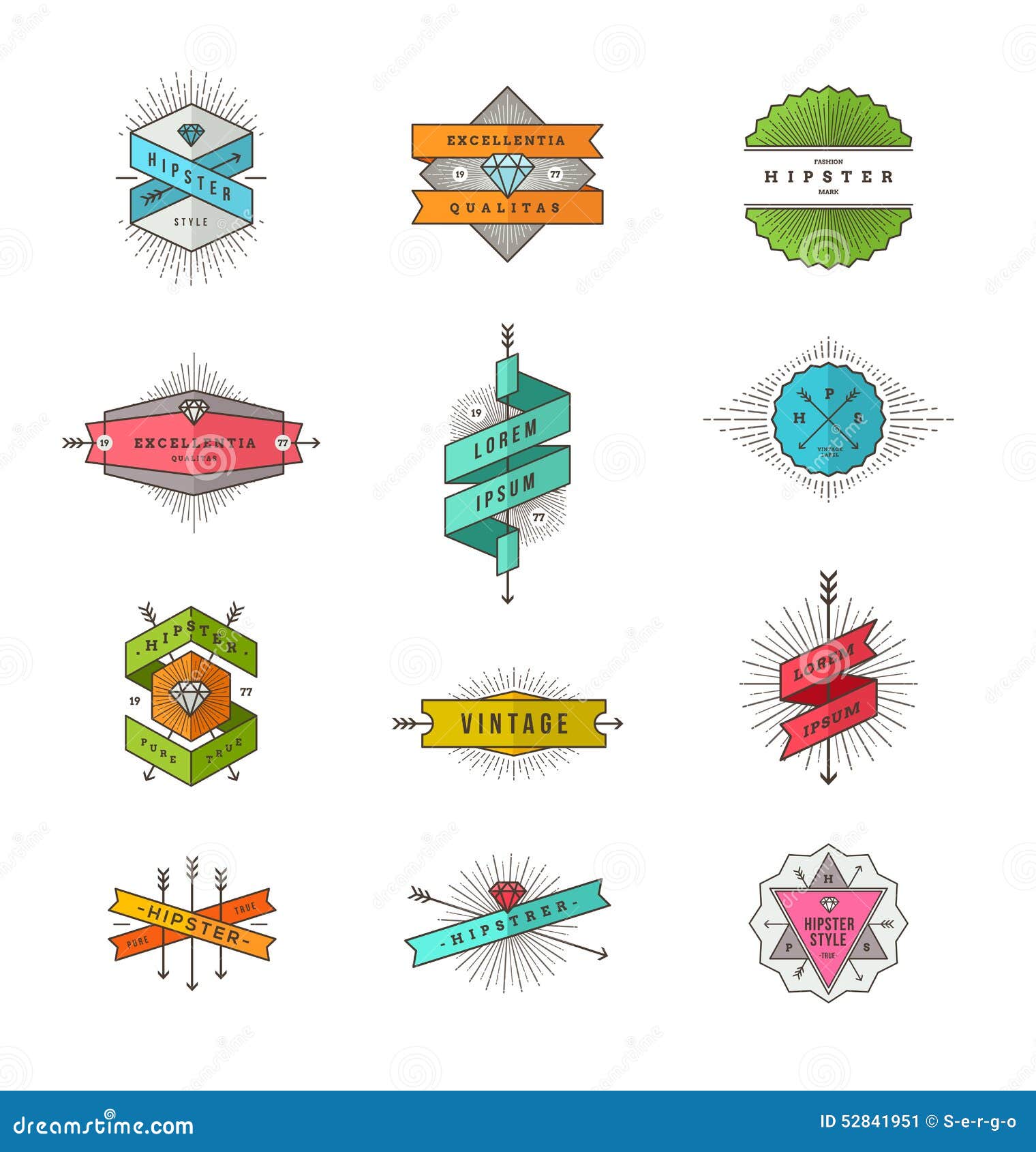 Set of Hipster Line Signs and Emblems Stock Vector - Illustration of ...