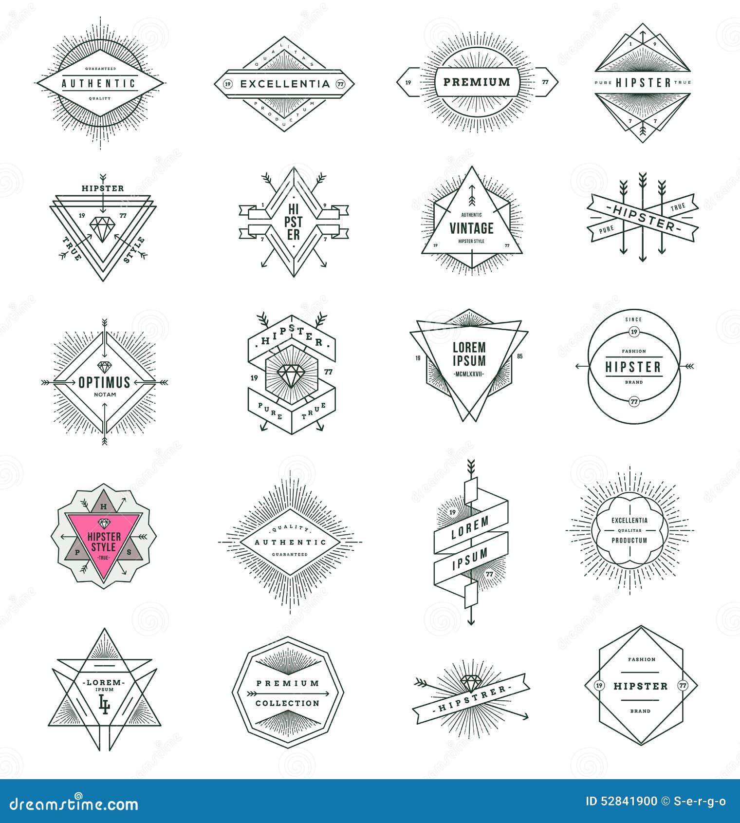 Set of Hipster Line Signs and Emblems Stock Vector - Illustration of ...