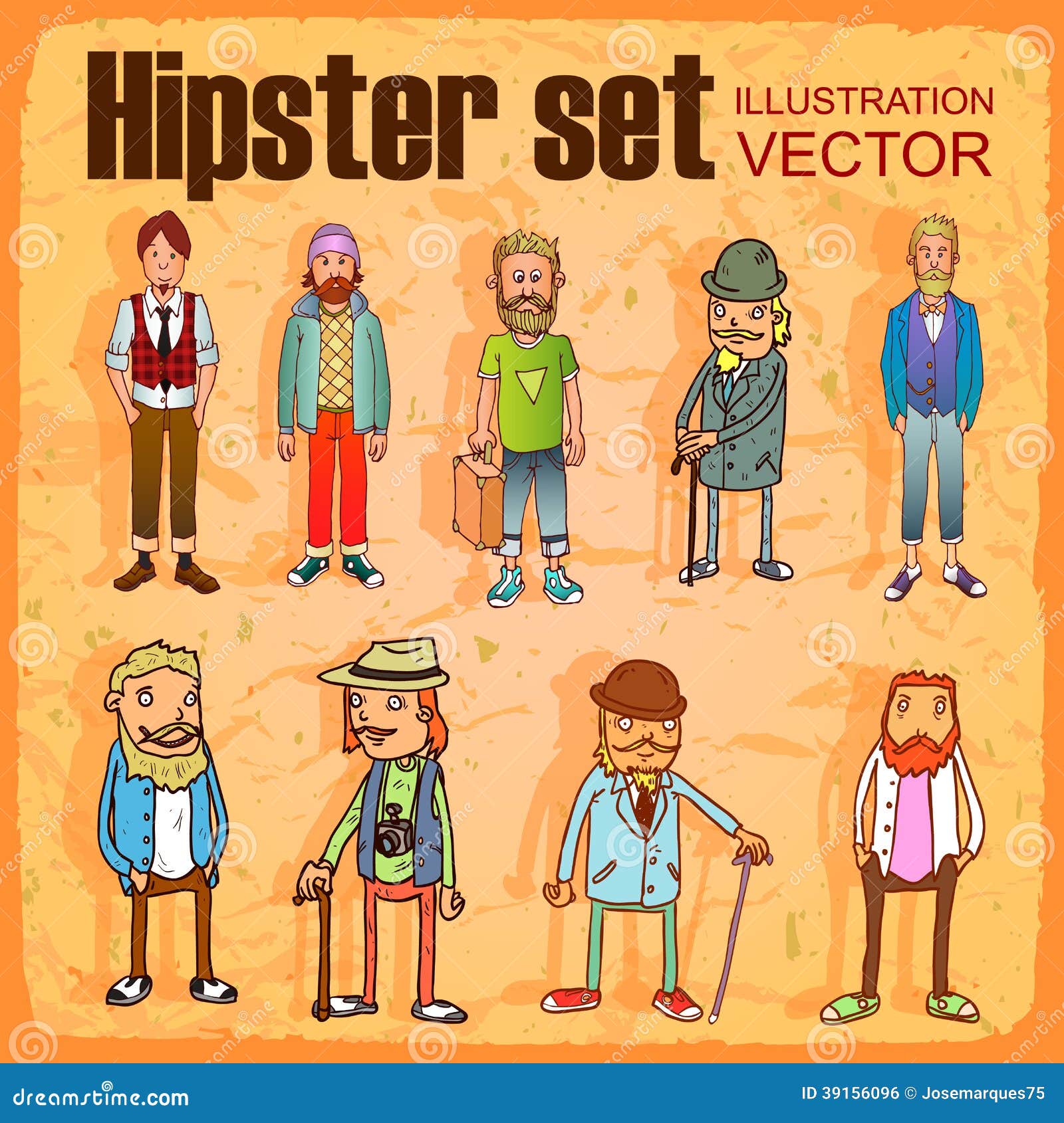 Set of hipster people stock vector. Illustration of group - 39156096