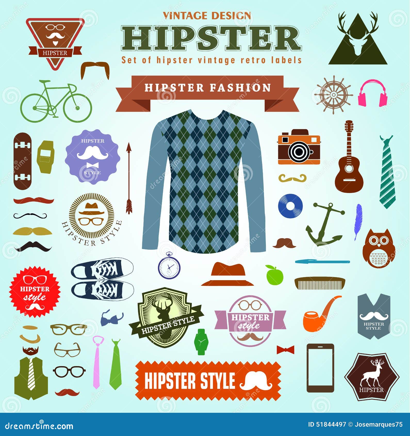 Set of Hipster Style Elements Labels and Icons. Stock Vector ...