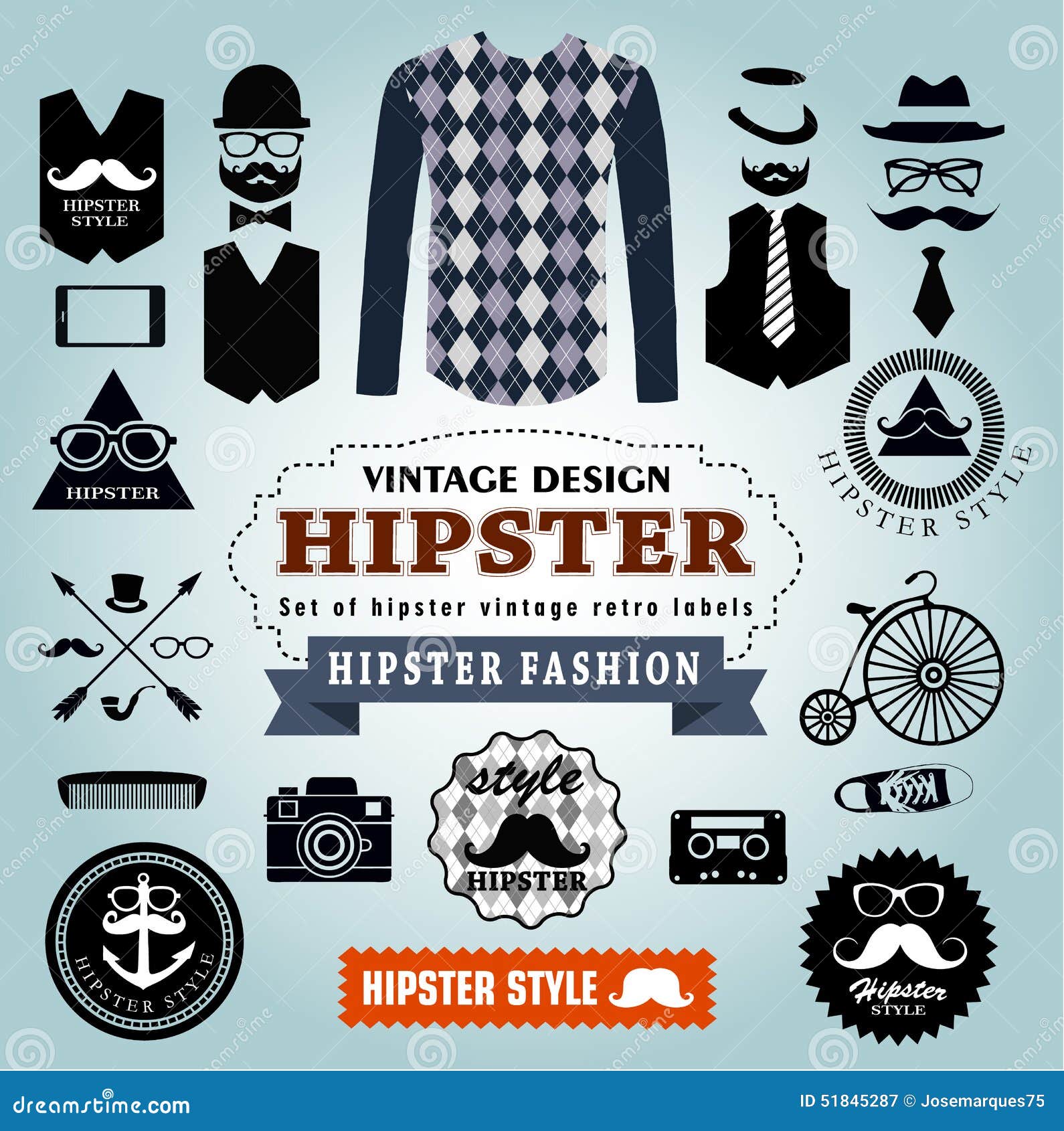 Set of Hipster Style Elements Labels and Icons. Stock Vector ...