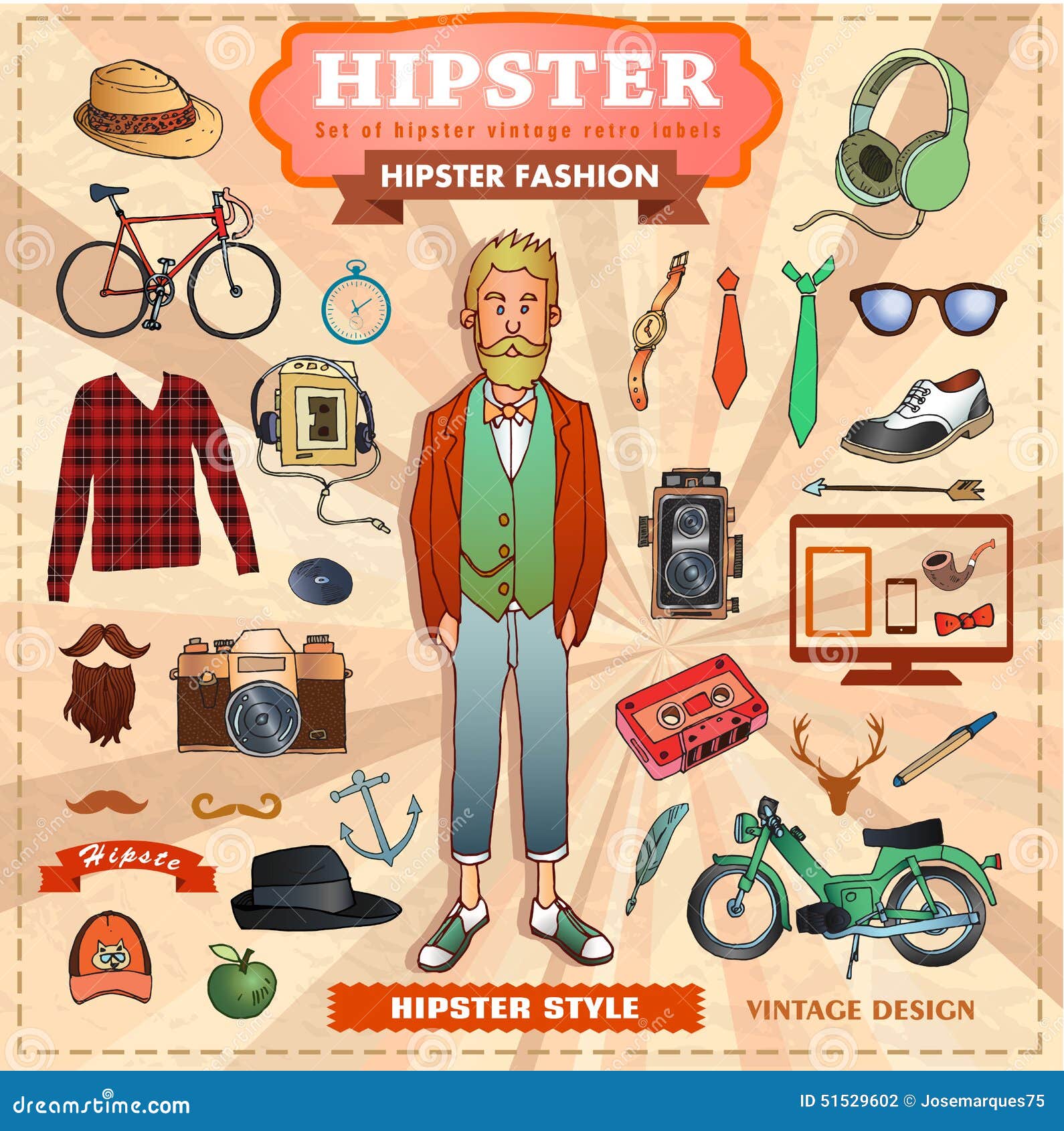 Set of Hipster Style Elements, Labels and Icons. Stock Vector ...