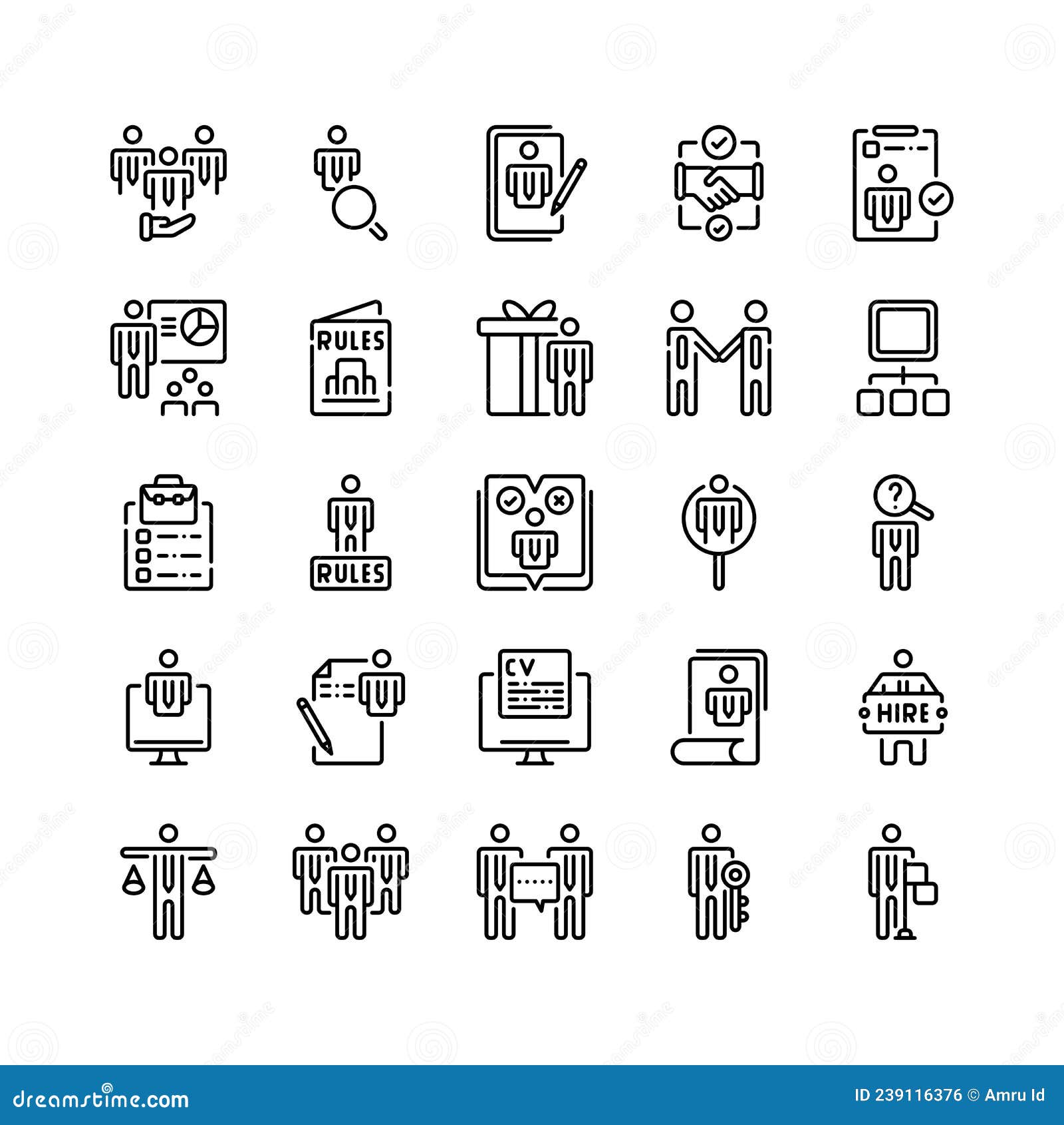 Set of Hiring Process Hire Job Application Outline Icon, Logo, and ...