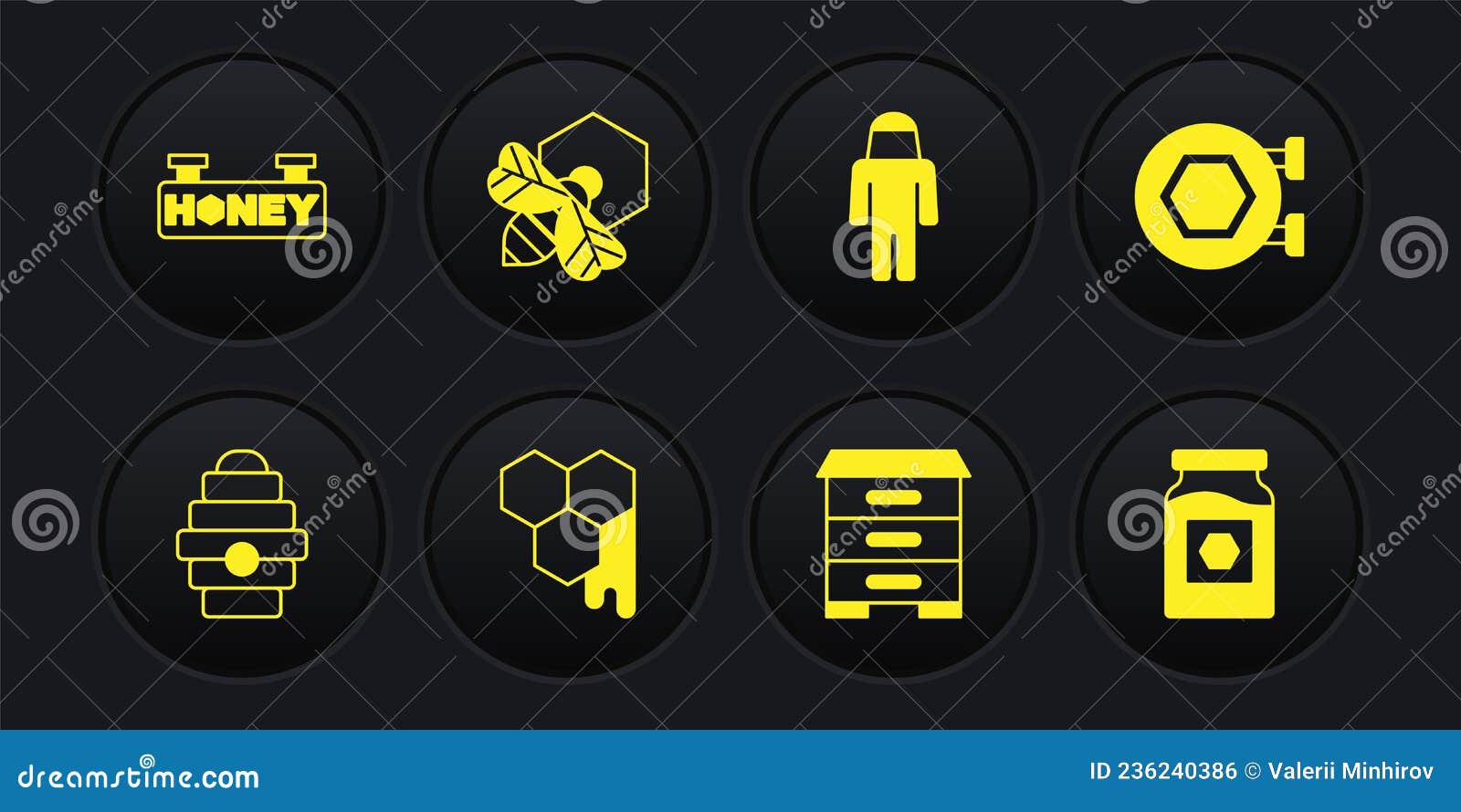 Set Hive for Bees, Hanging Sign with Honeycomb, Honeycomb, Beekeeper ...