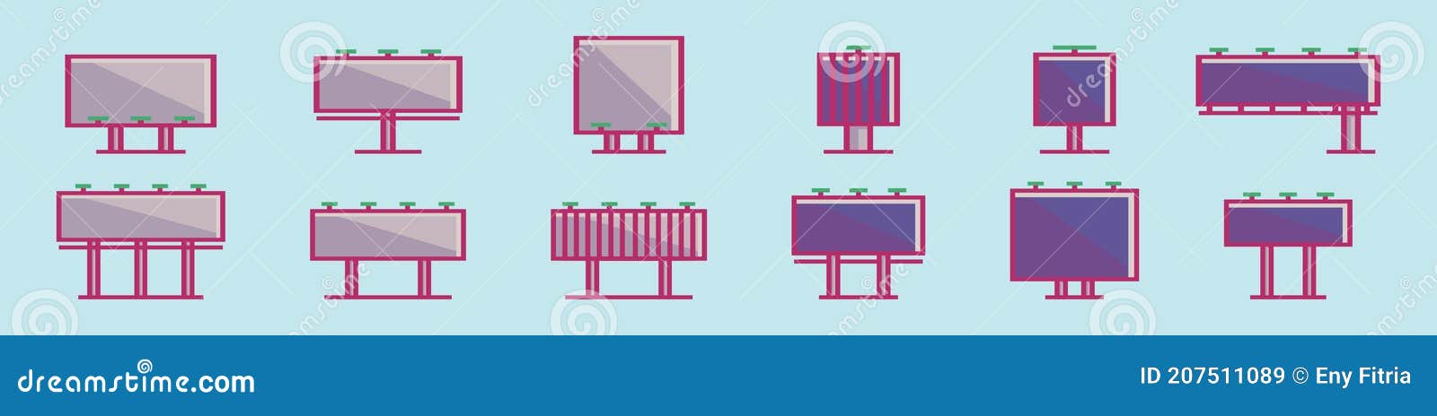 Set of Hoarding Cartoon Icon Design Template with Various Models ...