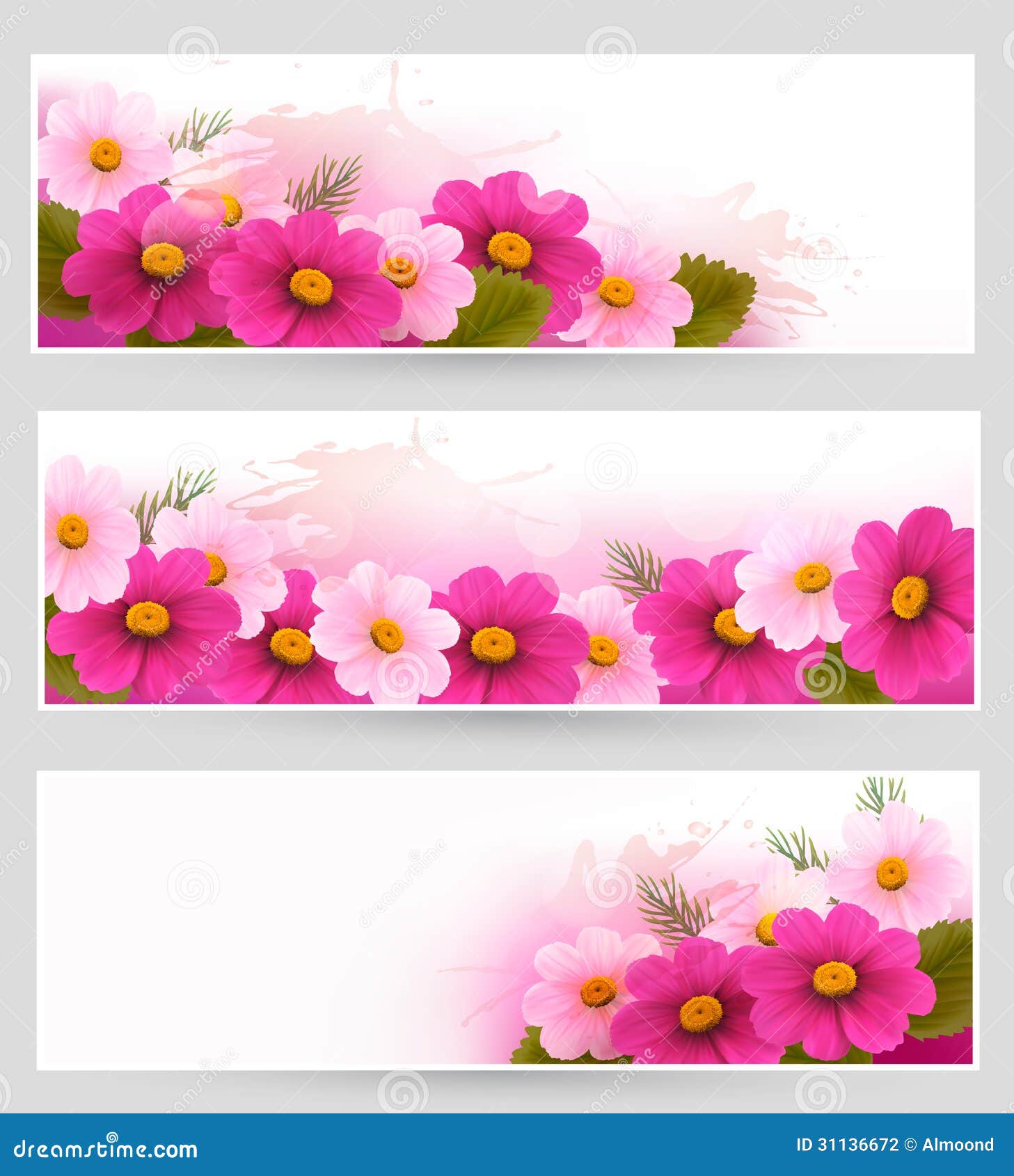 Set of Holiday Banners with Colorful Flowers. Stock Vector ... Set of Holiday Banners with Colorful Flowers. Stock Vector ...
