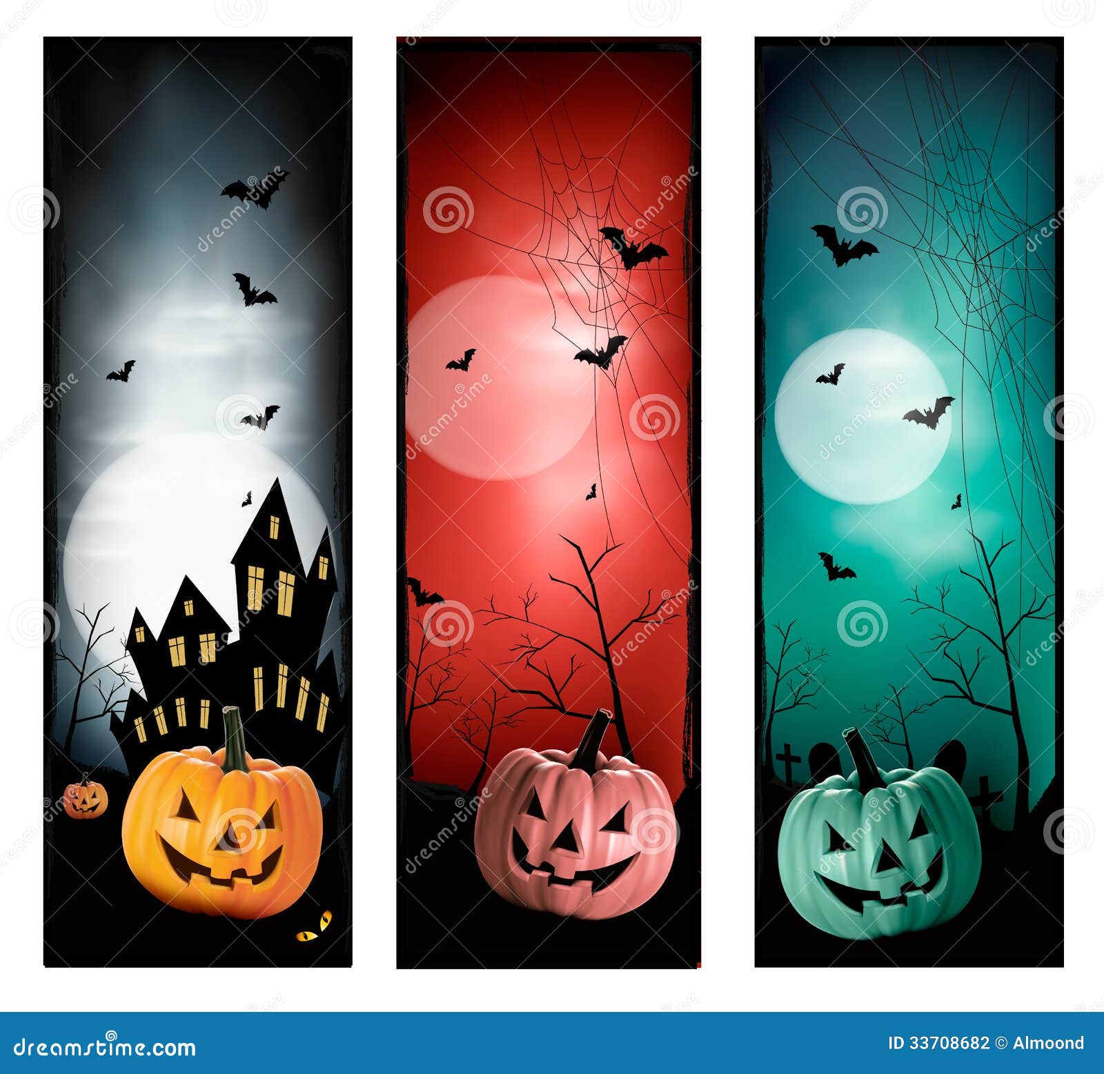 Set of Holiday Halloween Banners. Stock Vector - Illustration of fall ...