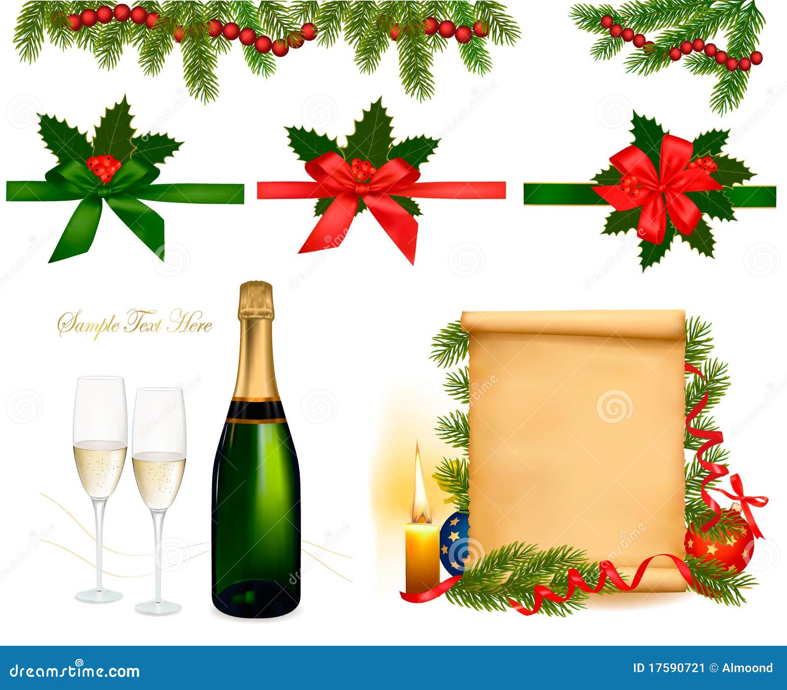 Set of Holiday Objects. Vector Stock Vector - Illustration of christmas ...