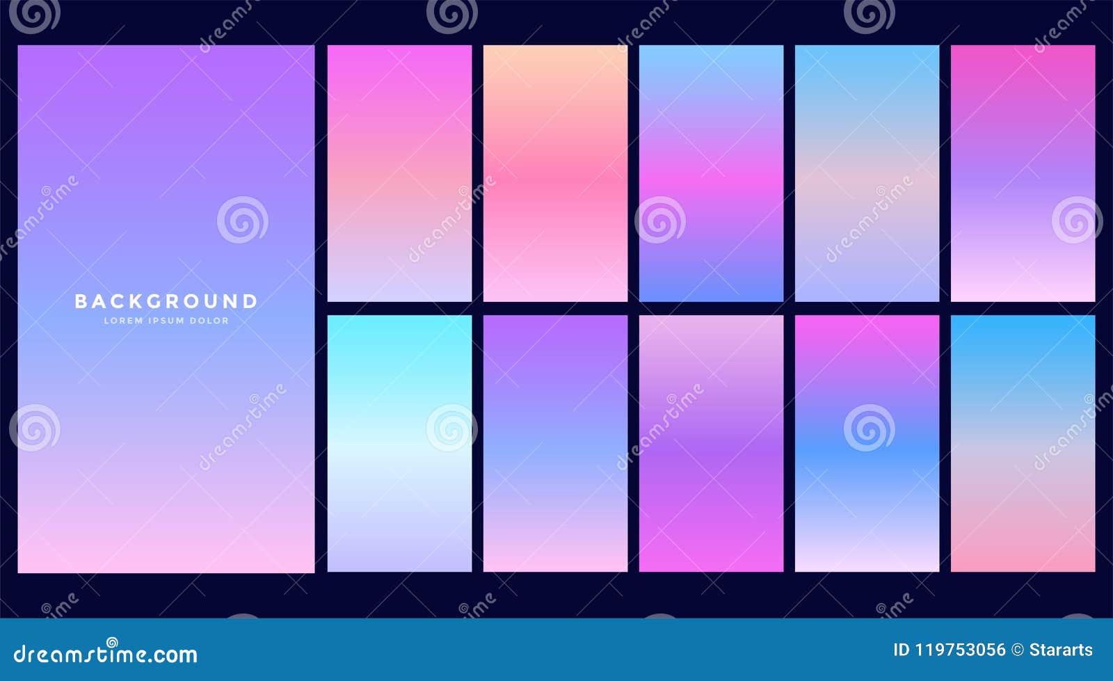 Set of Hologram Gradients Design Stock Vector - Illustration of palette ...