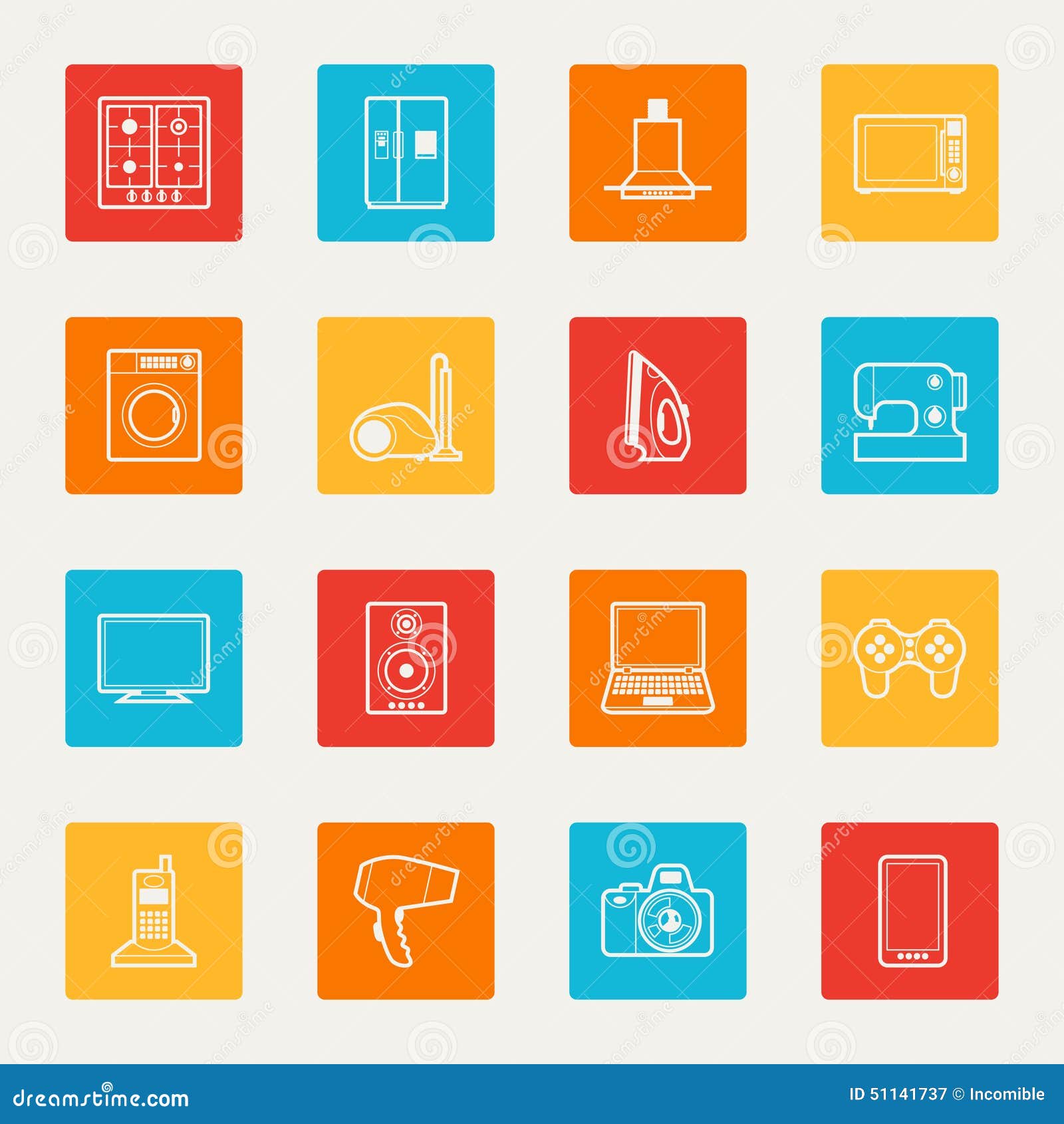 Set of Home Appliances and Electronics Icons Stock Vector ...