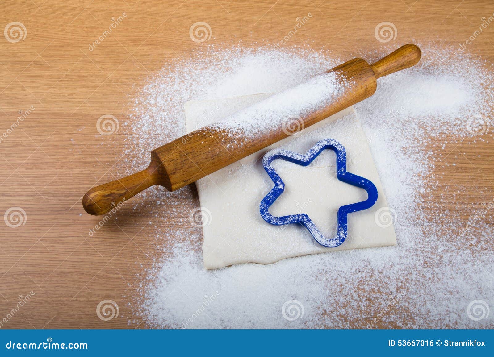 Set for Home Baking on a Light Wooden Table with Flour. Rolling Stock ...