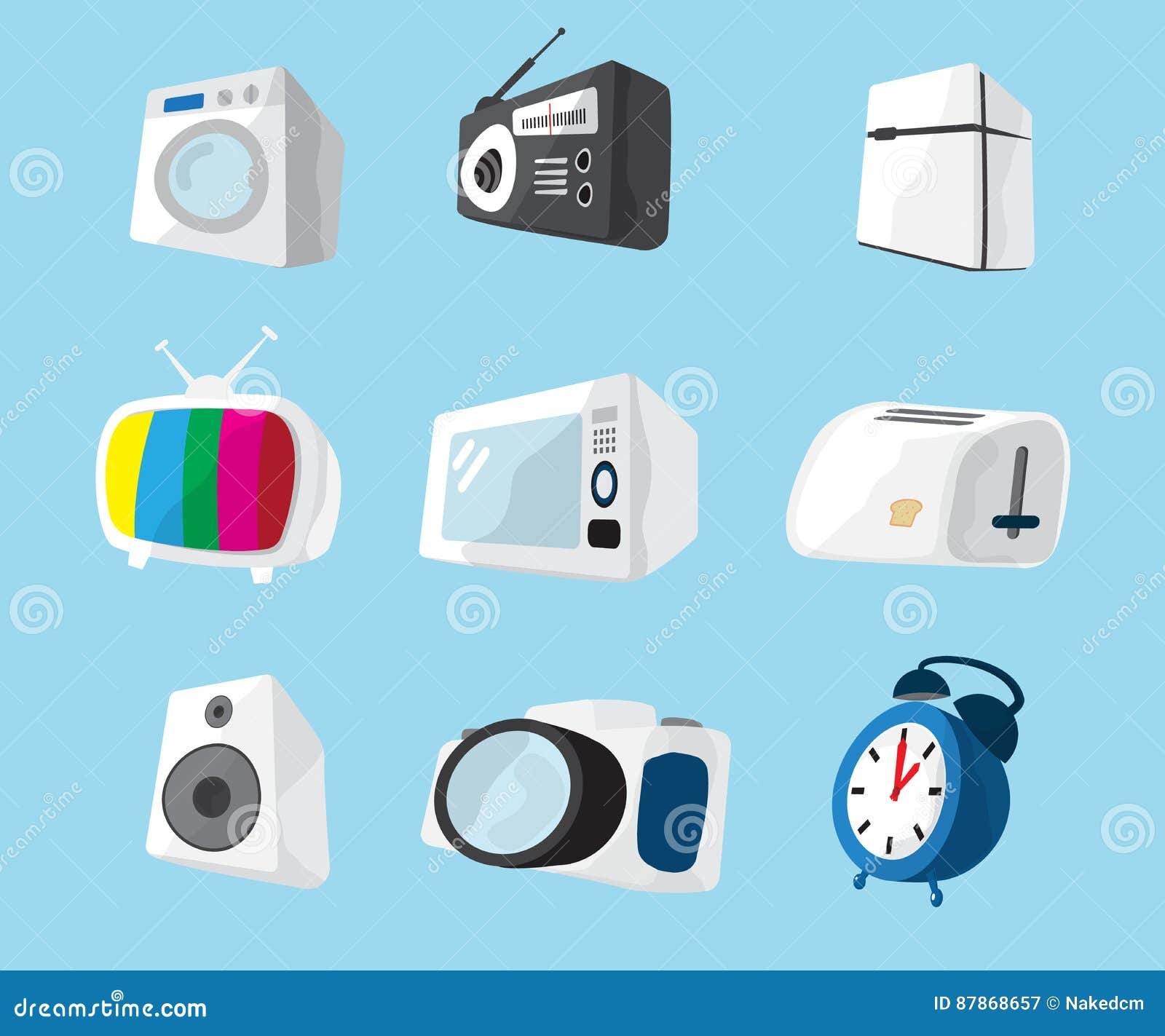 Set of Home Electronics Appliances Icon Stock Vector - Illustration of ...
