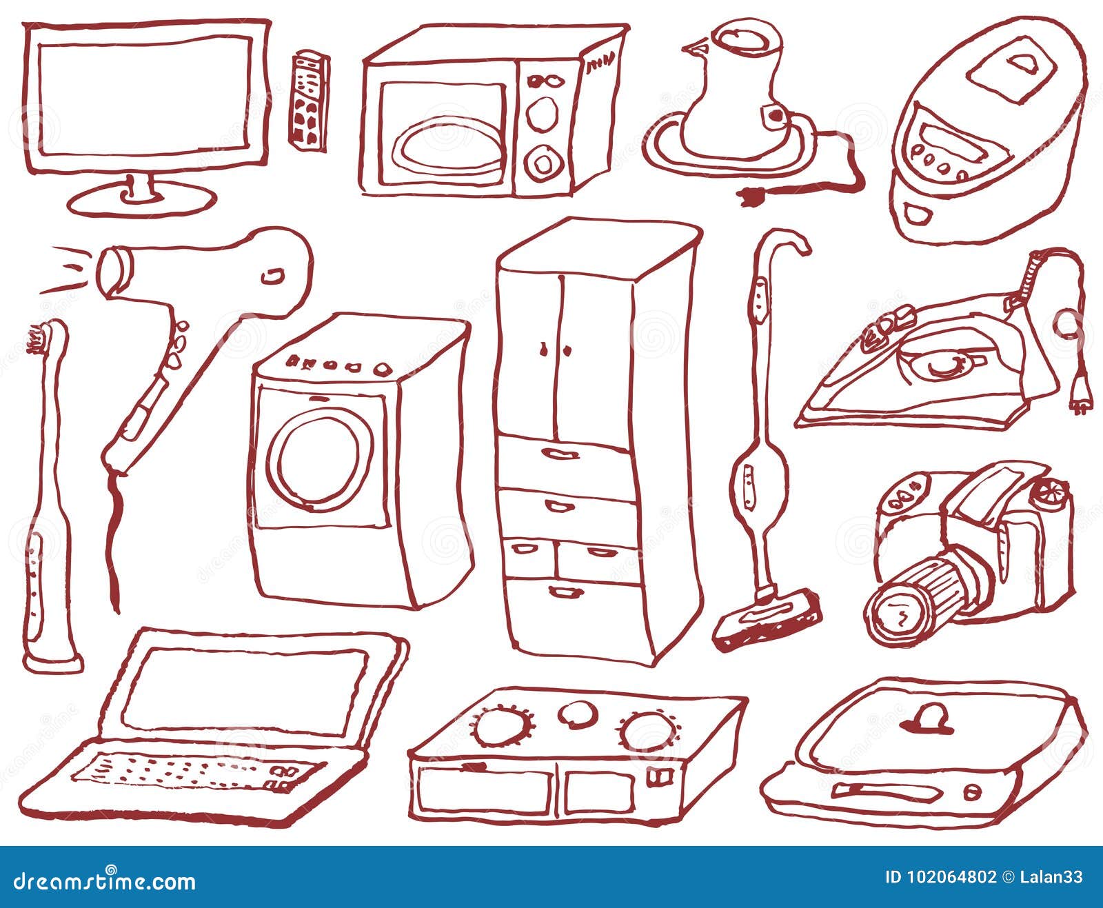 Set of home electronics. stock vector. Illustration of appliances ...
