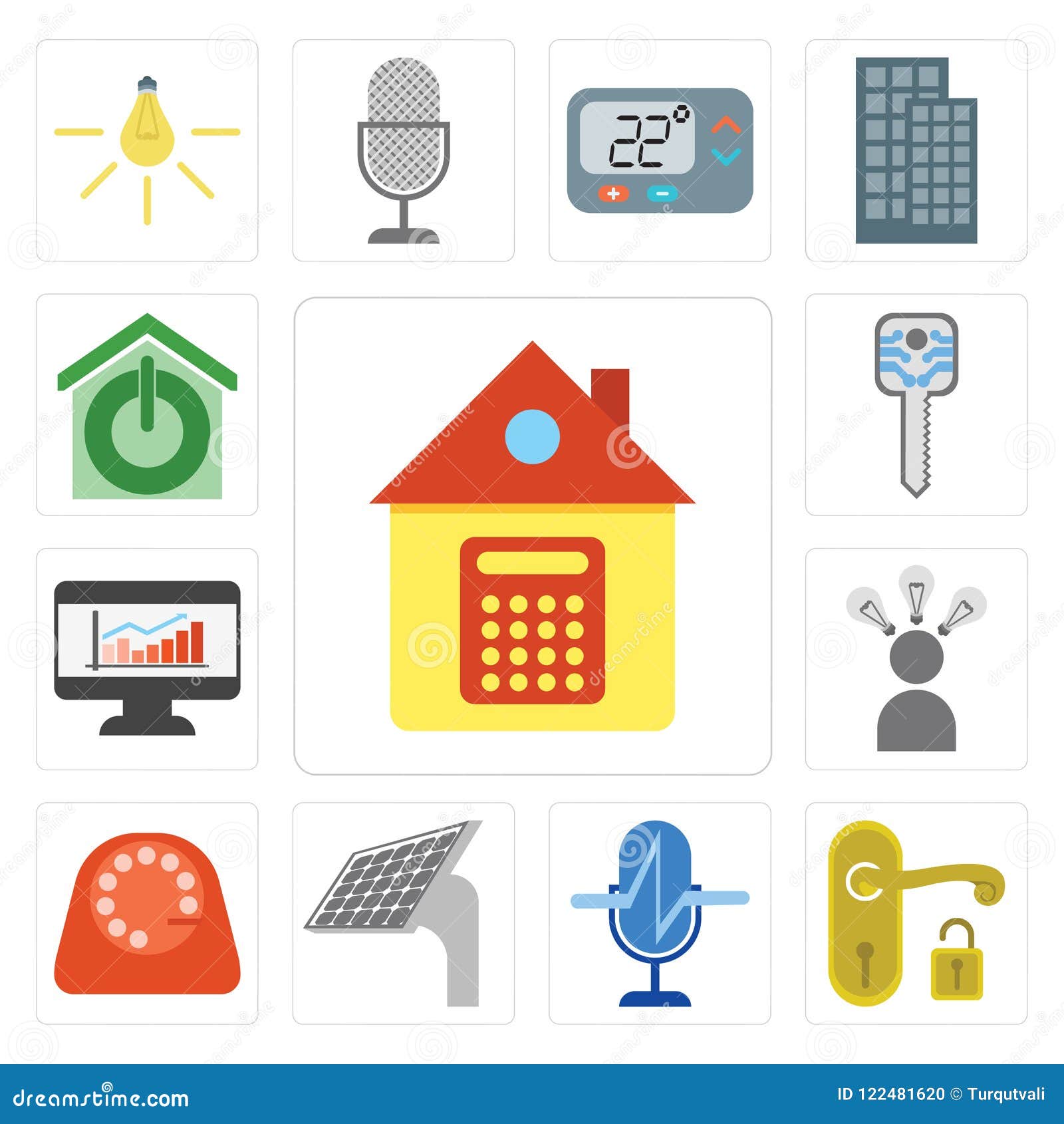 Set Of Home, Handle, Voice Control, Panel, Dial, Smart, Dashboard ...