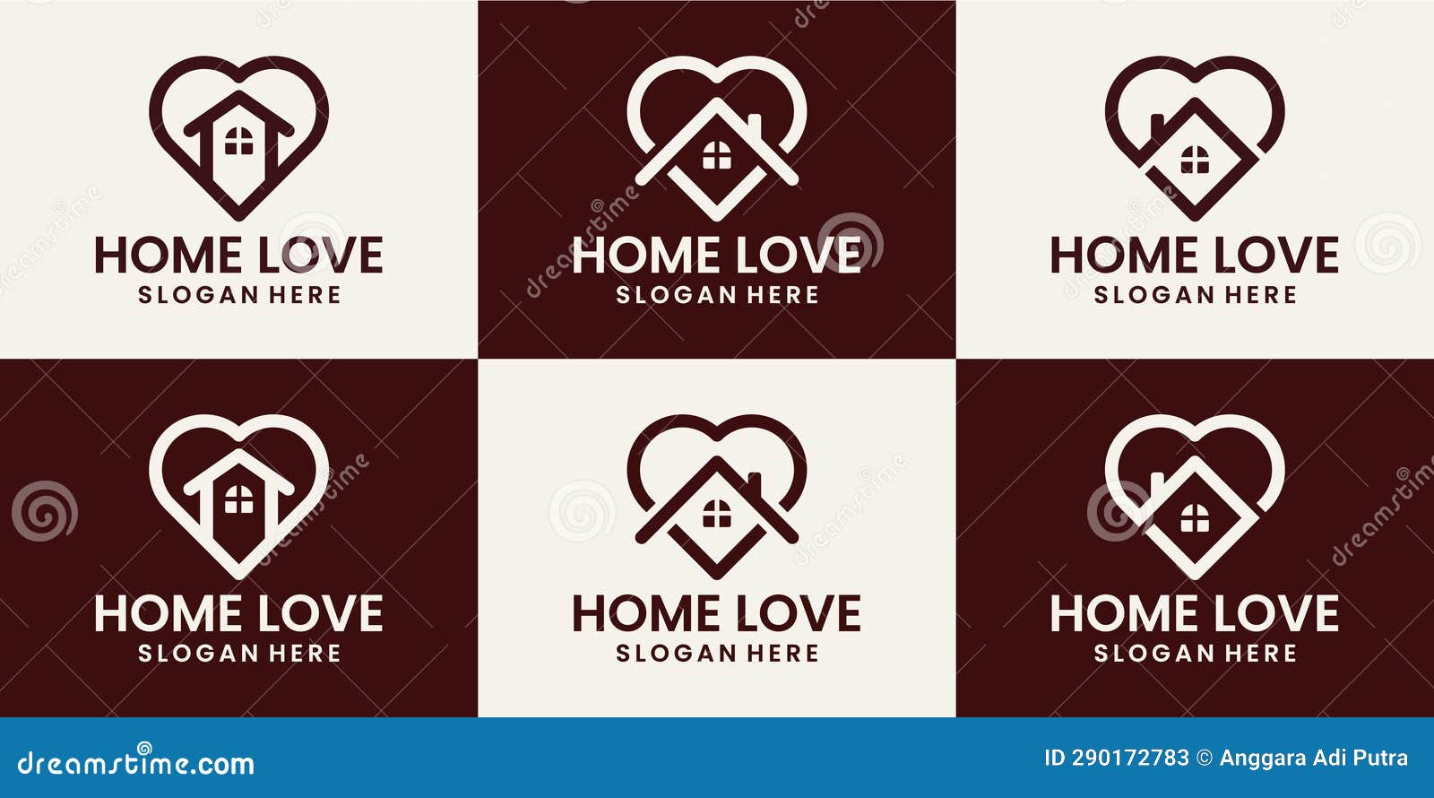 Set of Home with Love Logo Design Combinations Stock Vector ...