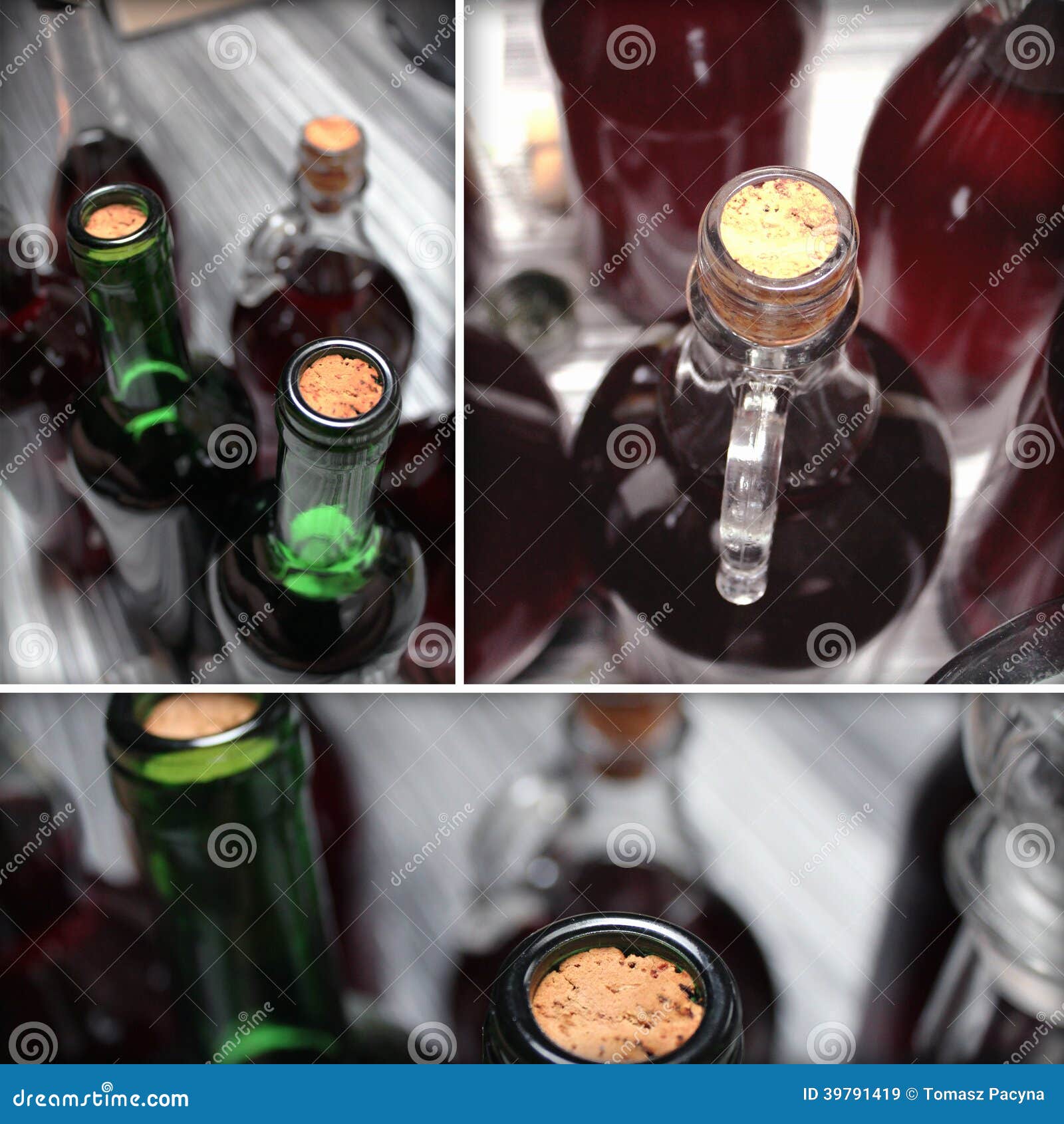 Set of Home Made Wine Bottles Details Stock Image - Image of glass ...