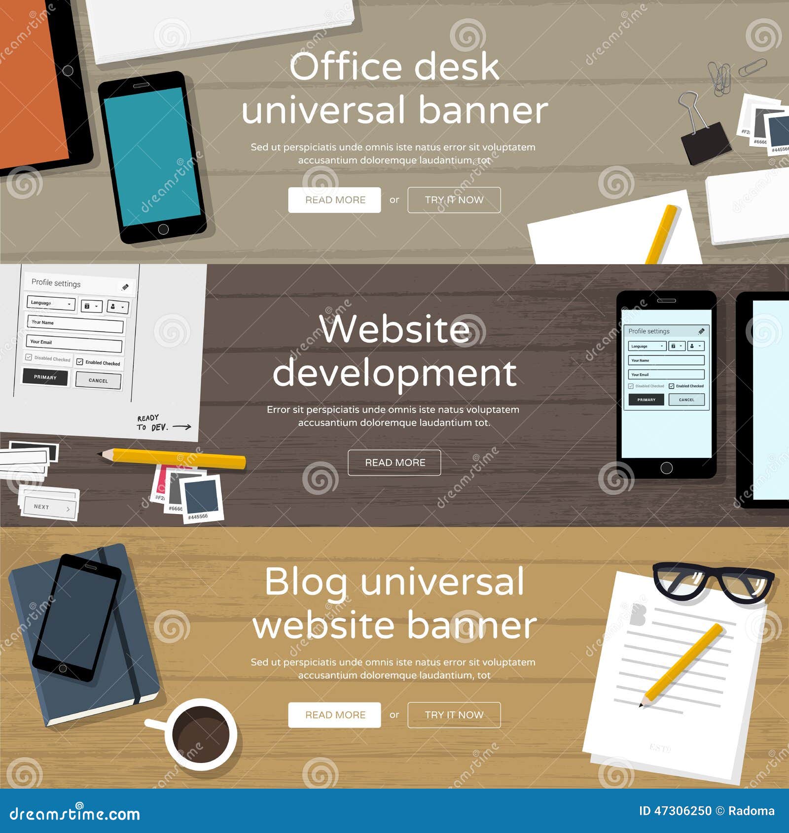 Set of Home Page Website Banners Stock Vector - Illustration of paper ...