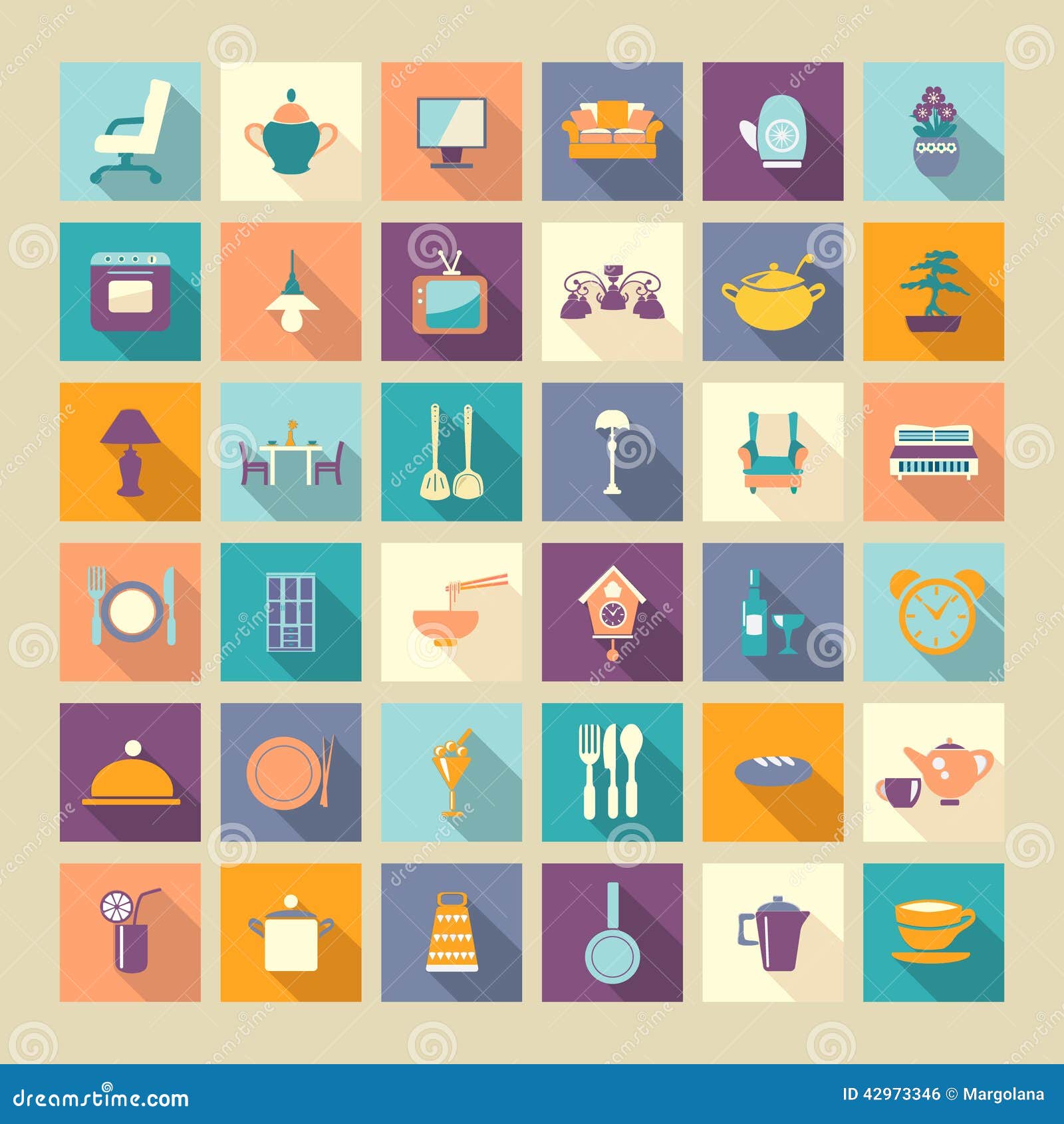A Set of Home Related Icons Elements-illustation Stock Vector ...