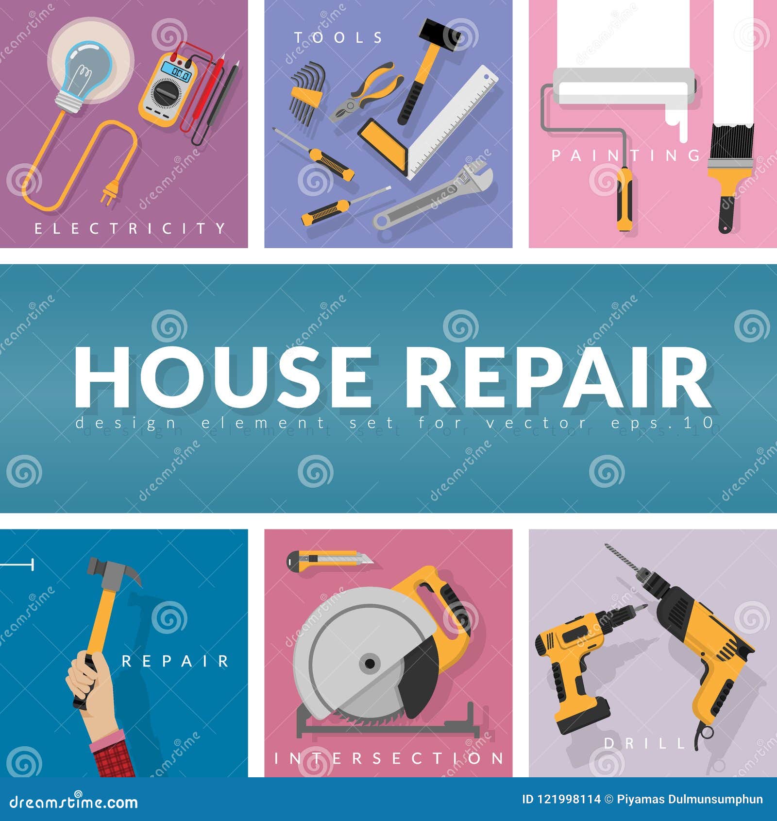 Set of Home Repair Working Tools Vector Logo Design Template Stock ...